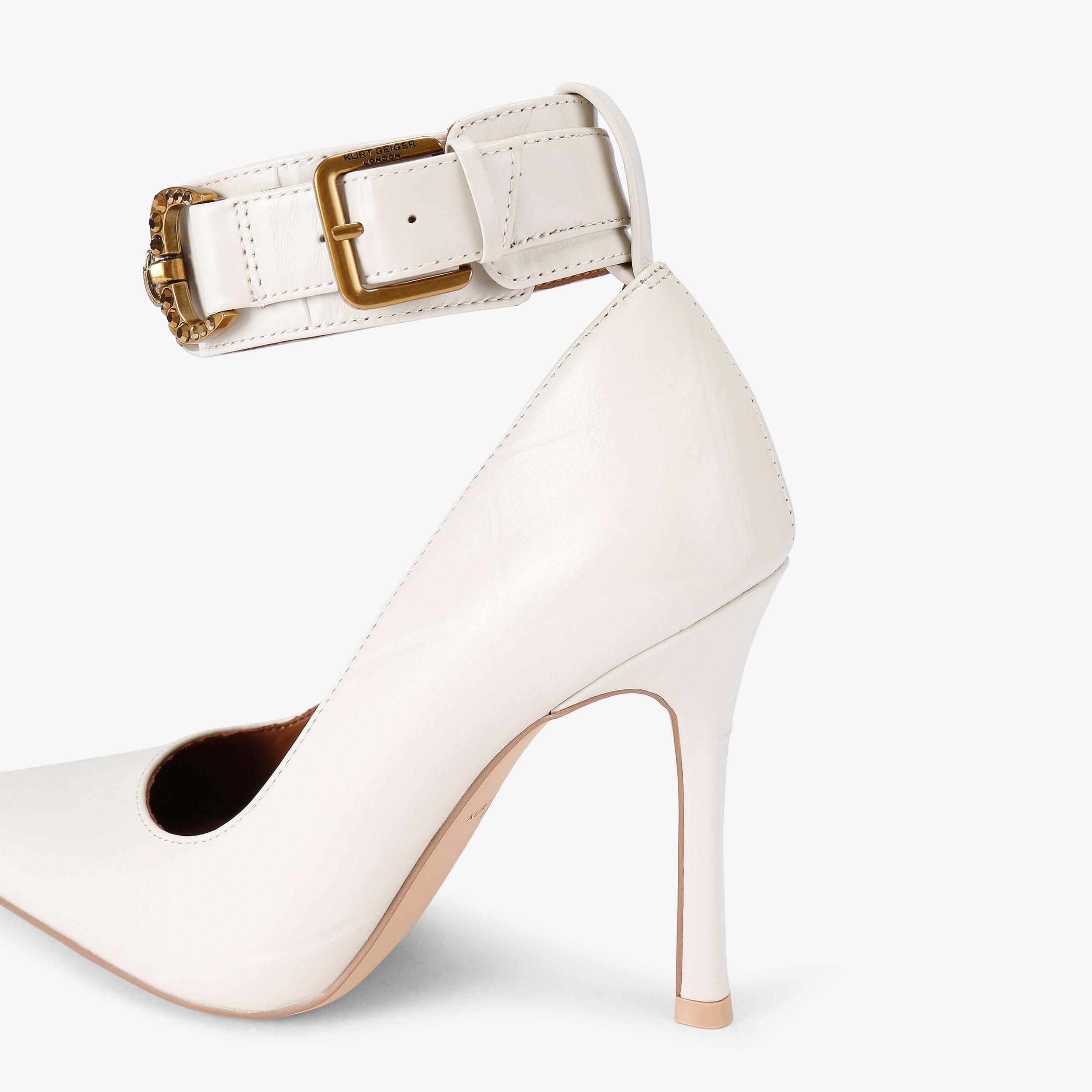 MANSION ANKLE STRAP COURT Bone Croc Embossed Court Heel by KURT GEIGER ...