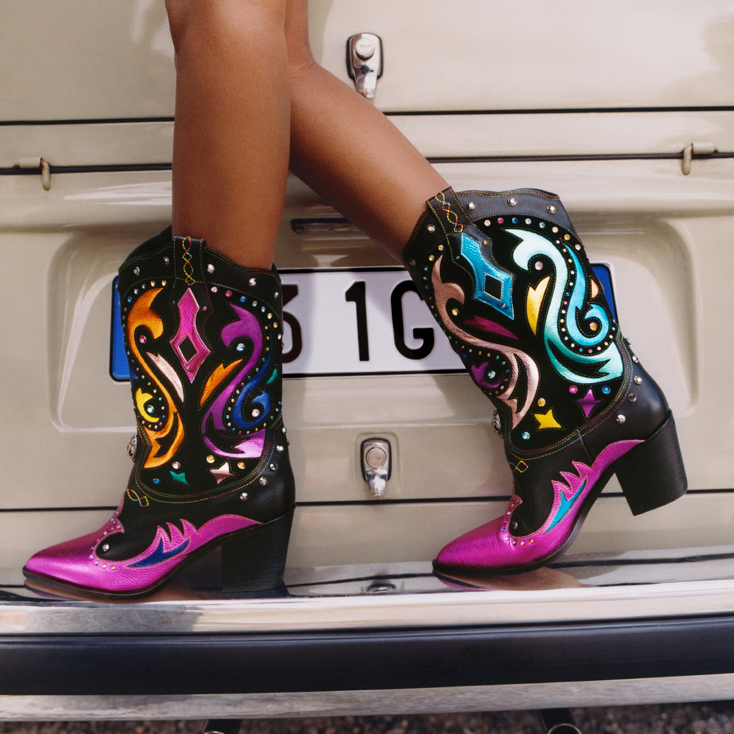 KENSINGTON COWBOY BOOT Black Rainbow Cowboy Boot by KURT GEIGER LONDON