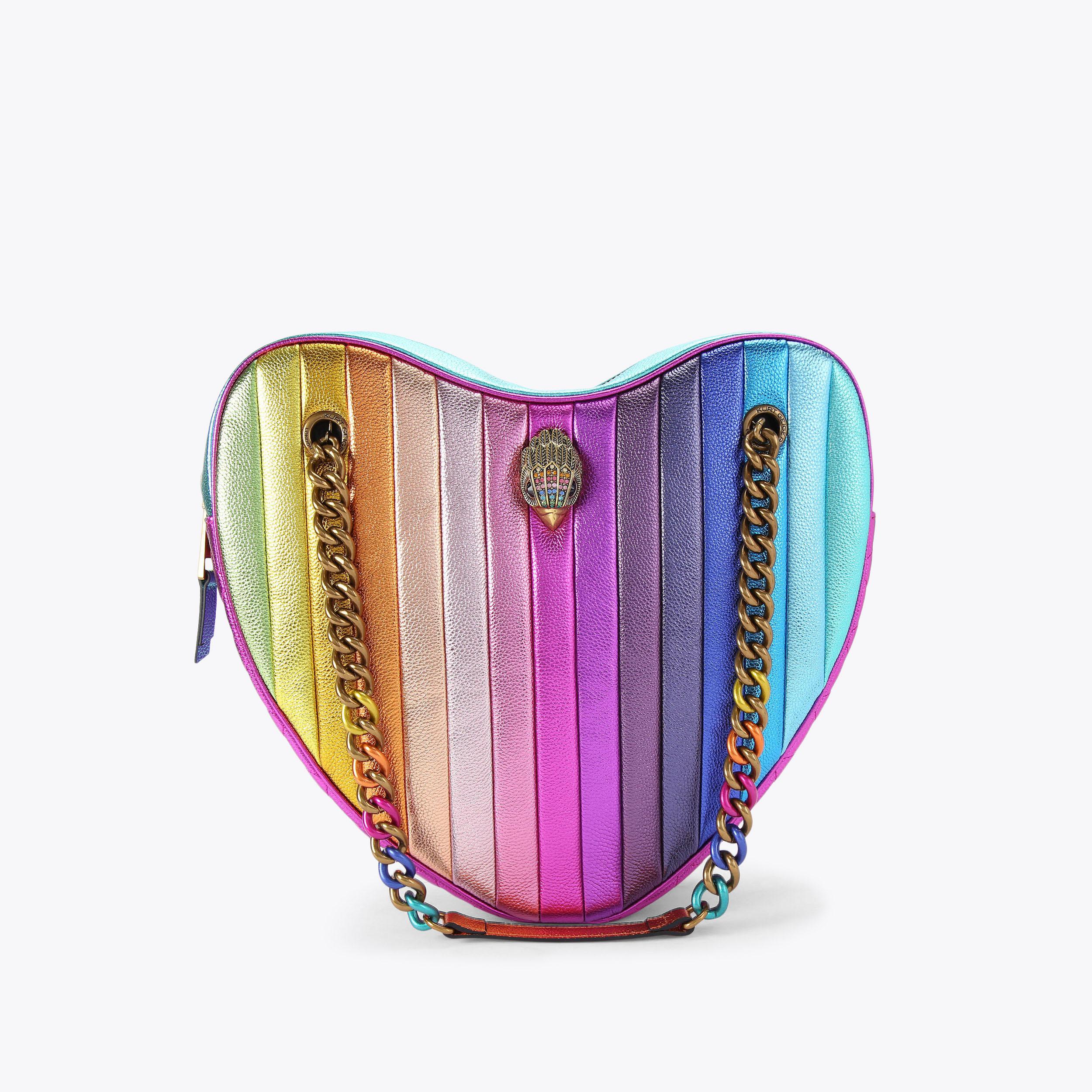 KENSINGTON LG HEART BAG Q Striped Heart Shoulder Bag by KURT GEIGER LONDON