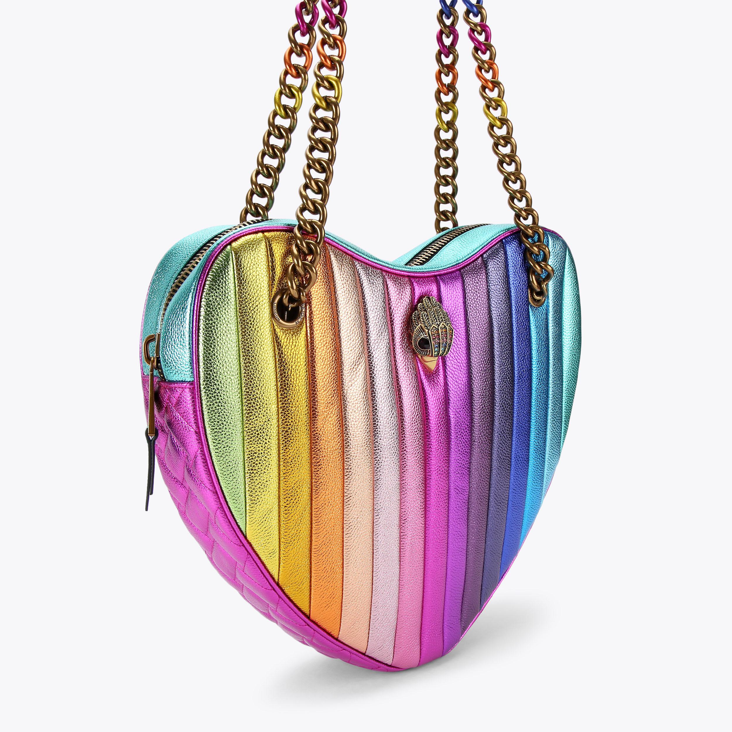 KENSINGTON LG HEART BAG Q Striped Heart Shoulder Bag by KURT GEIGER LONDON