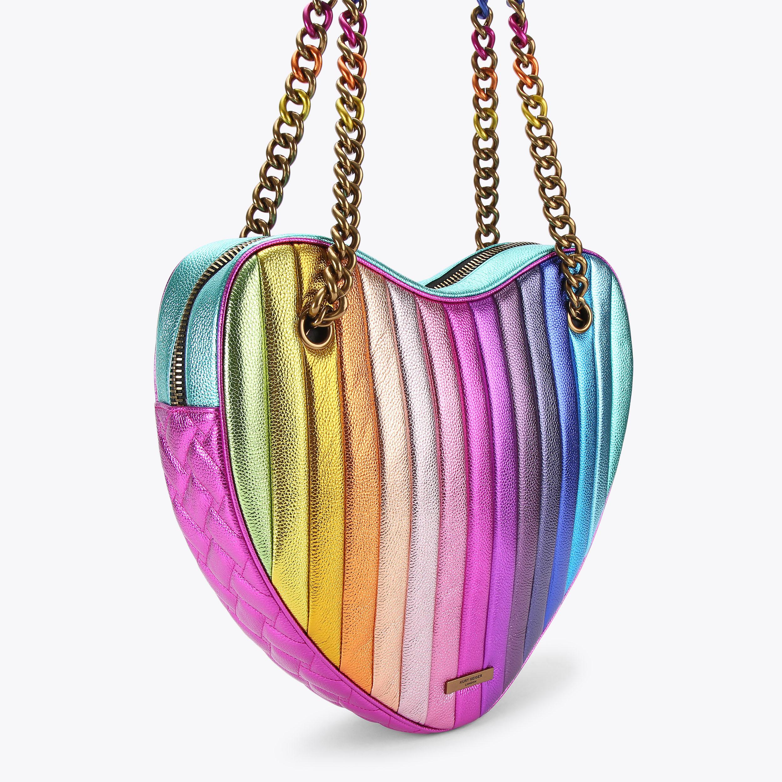 KENSINGTON LG HEART BAG Q Striped Heart Shoulder Bag by KURT GEIGER LONDON