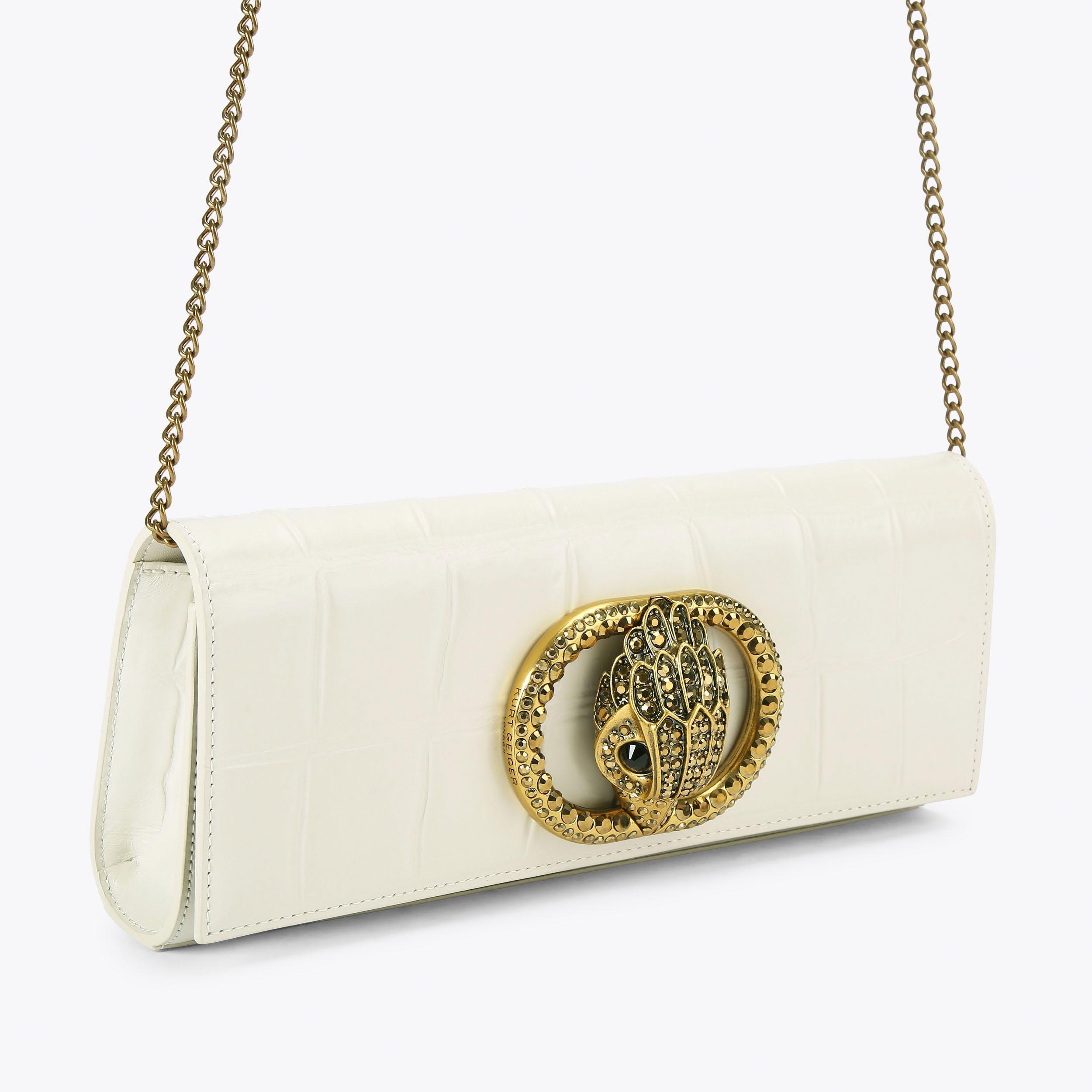 CHELSEA LONG CLUTCH Bone Croc Embossed Clutch Bag by KURT GEIGER LONDON