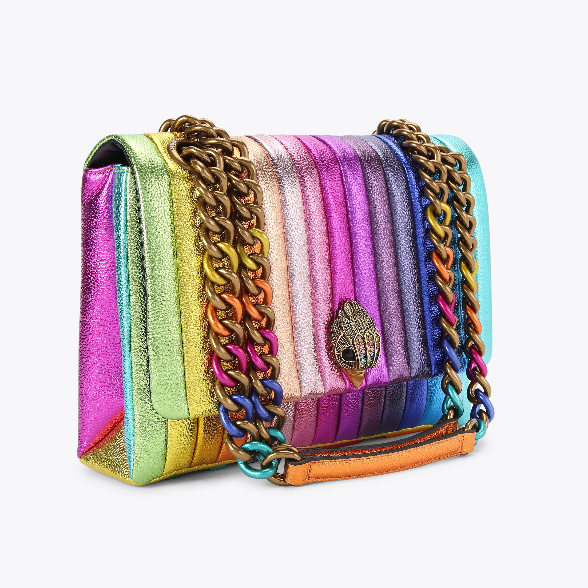 LARGE KENSINGTON KURT Q Rainbow Stripe Pebble Grain Shoulder Bag by ...