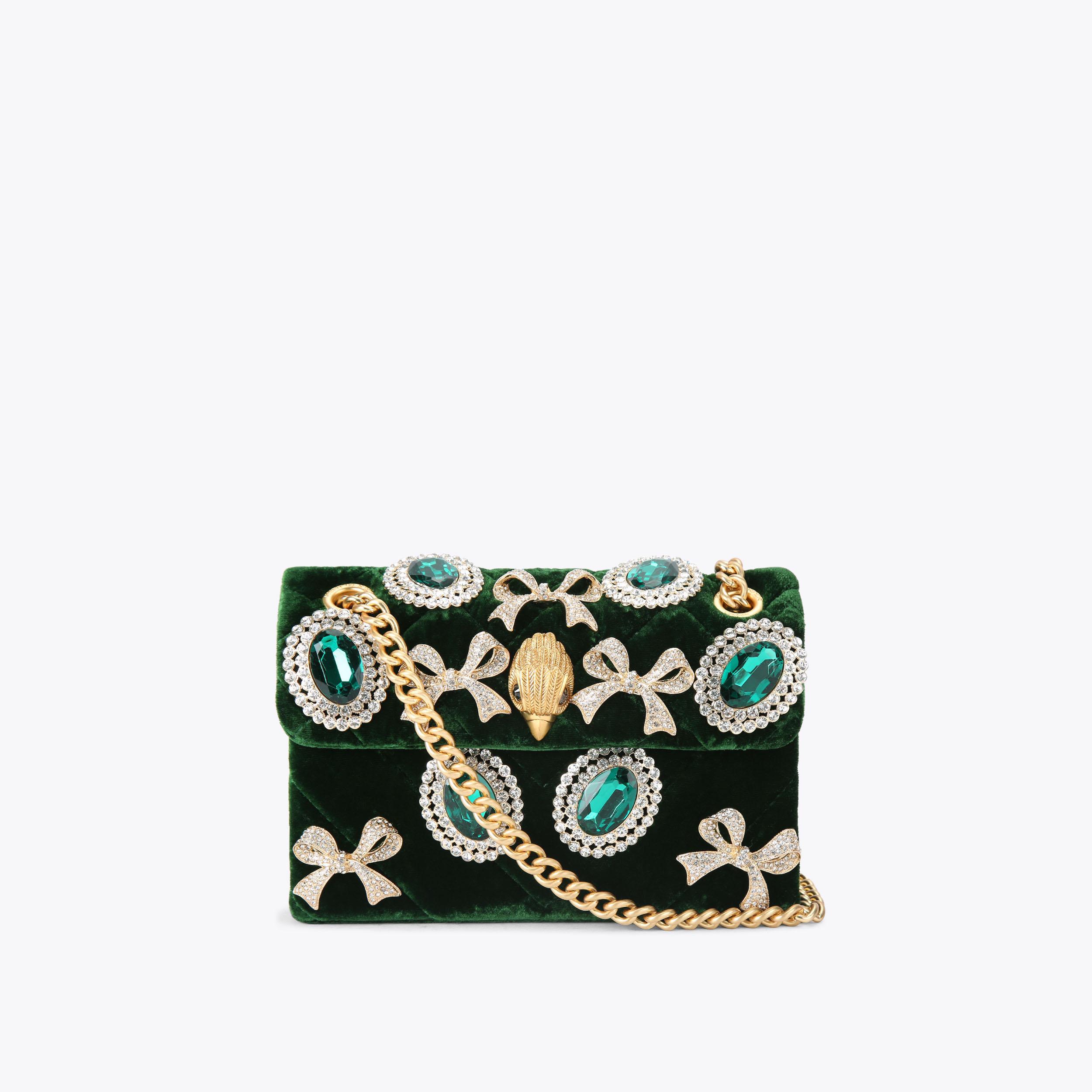 VELVET MINI KENSINGTON Soft Black Velvet Fabric Bag by Kurt Geiger London