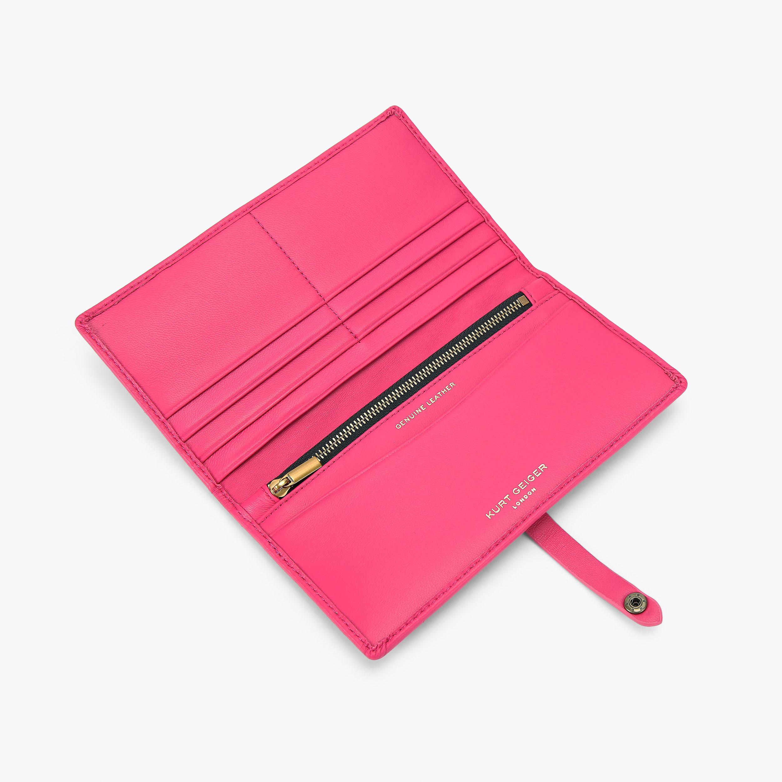 KENSINGTON SOFT WALLET Pink Leather Flap Over Wallet by KURT GEIGER LONDON
