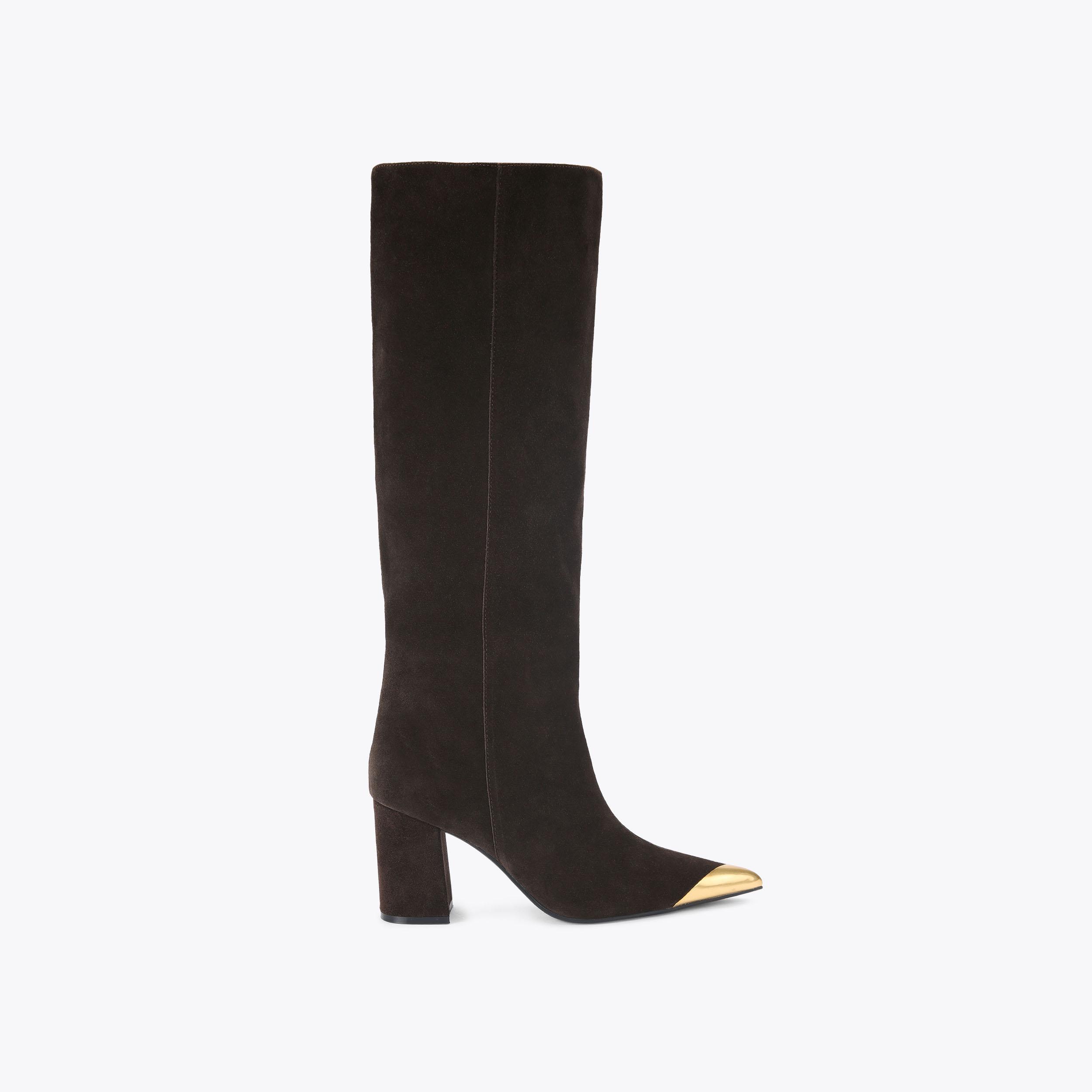 REGENT CAP KNEE BOOT Tan Suede Knee High Boot by KURT GEIGER LONDON