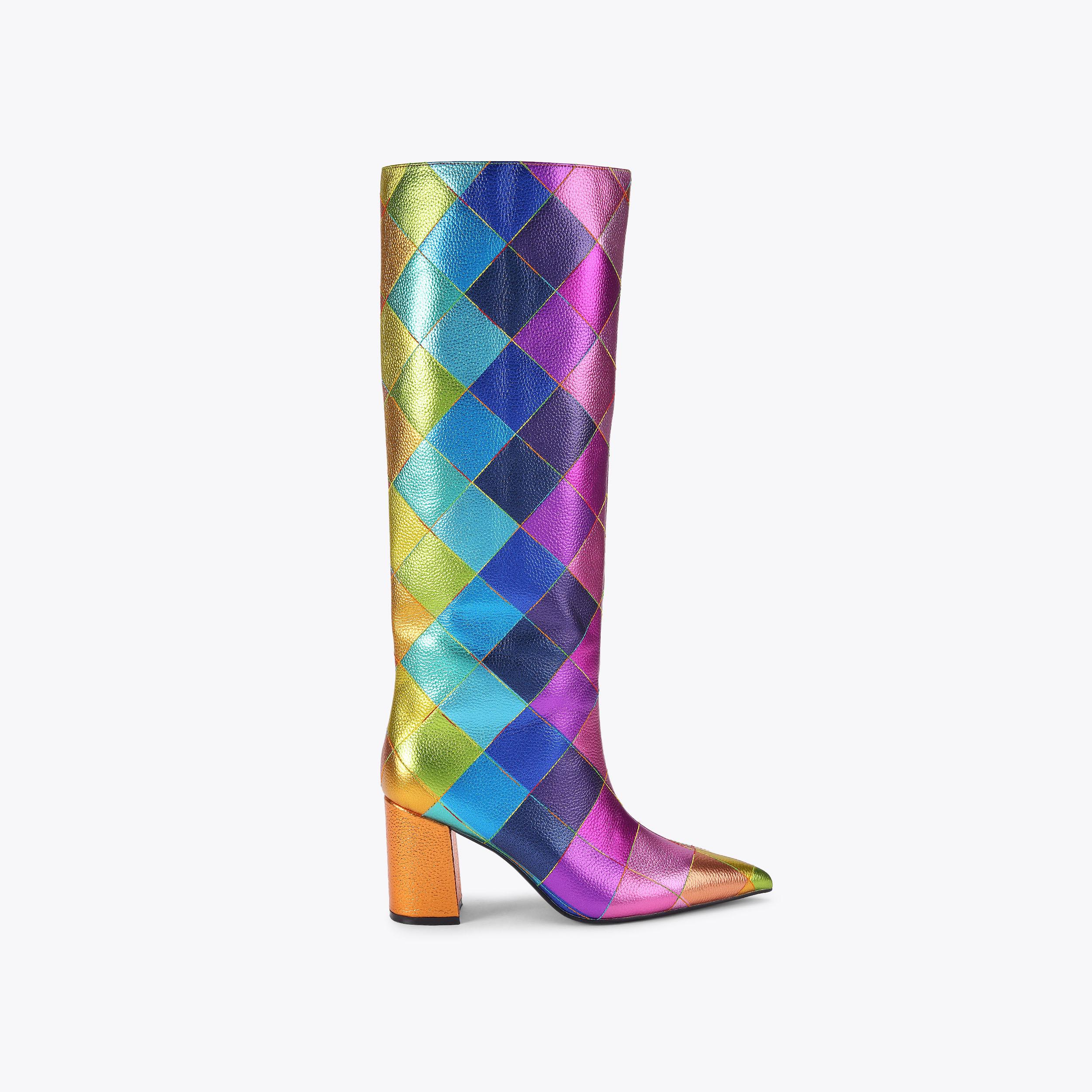 REGENT POINT KNEE BOOT Rainbow Diamond Knee High Boot by KURT GEIGER LONDON
