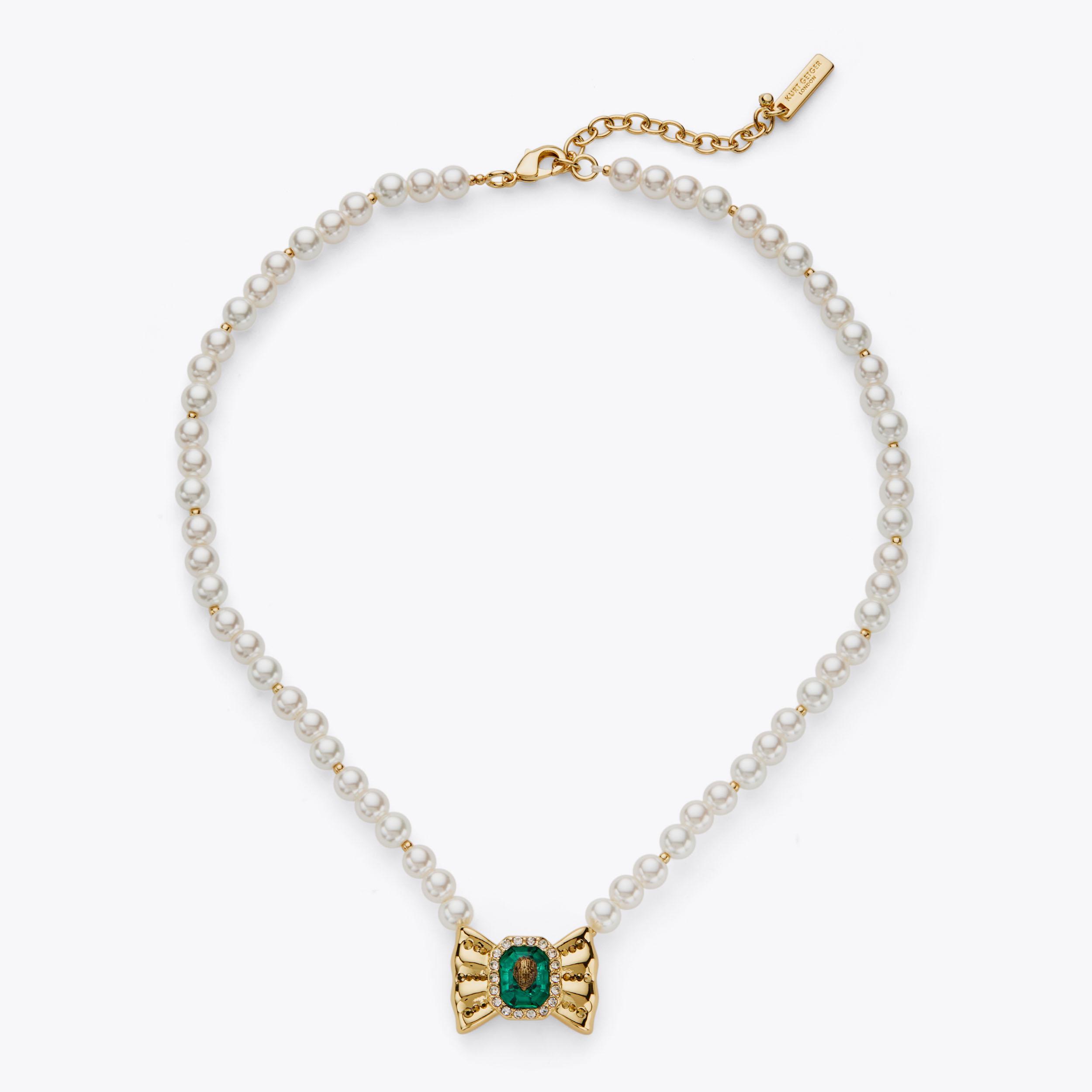 BOW PEARL NECKLACE Pearl Bow Necklace by KURT GEIGER LONDON