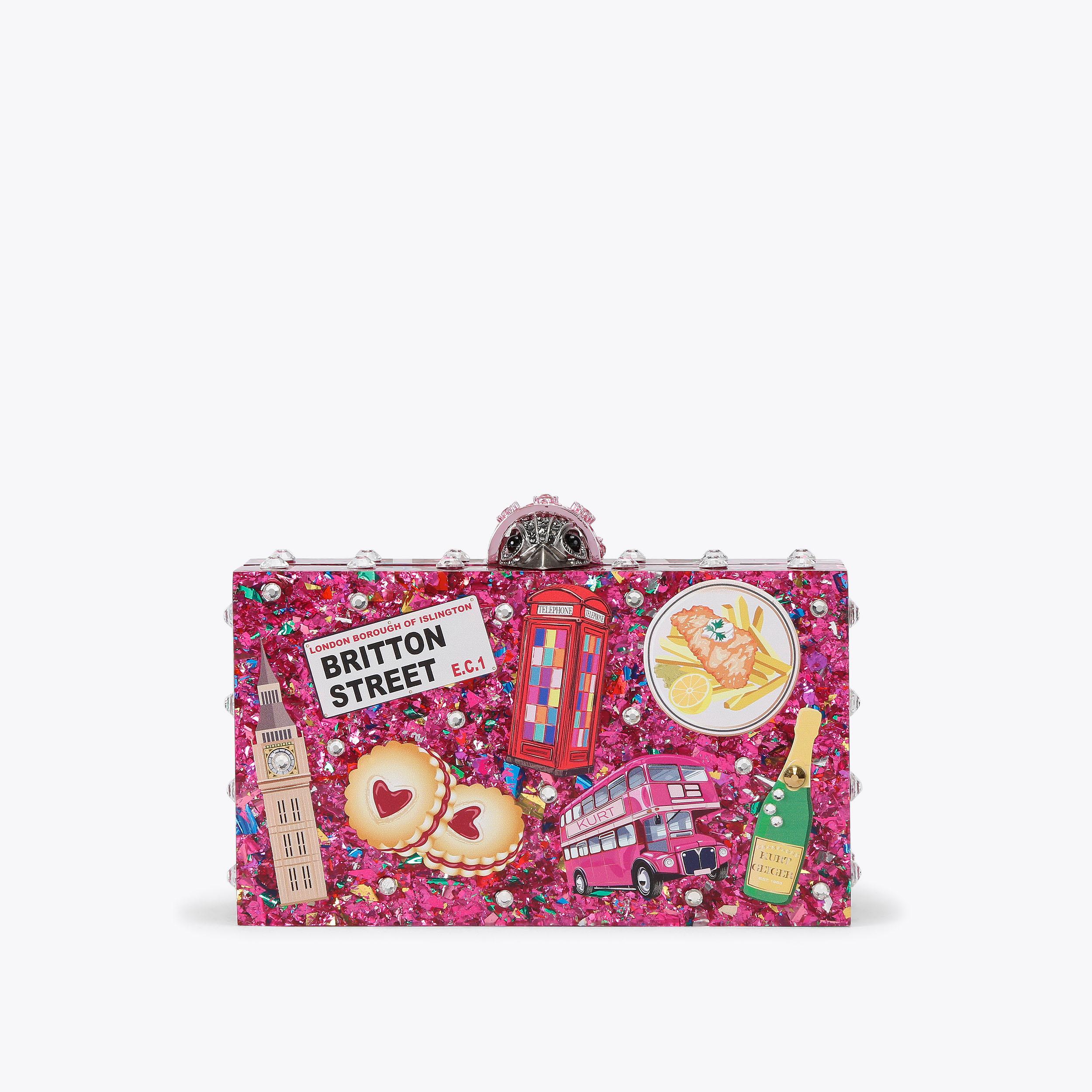 LONDON BOX CLUTCH Pink Acrylic Clutch Bag by KURT GEIGER LONDON