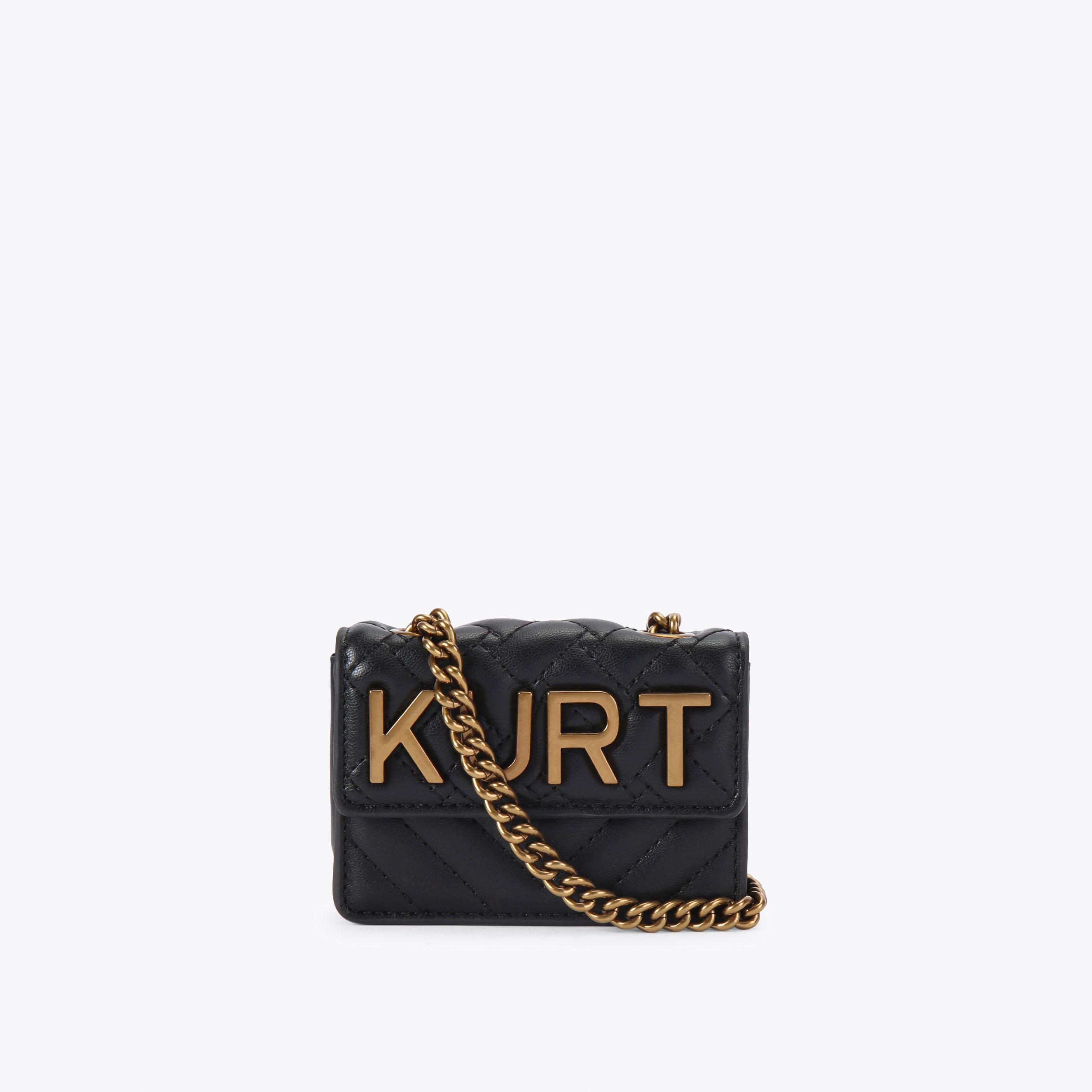 MICRO KENSINGTON KURT Black Quilted Kurt Mini Bag by KURT GEIGER LONDON