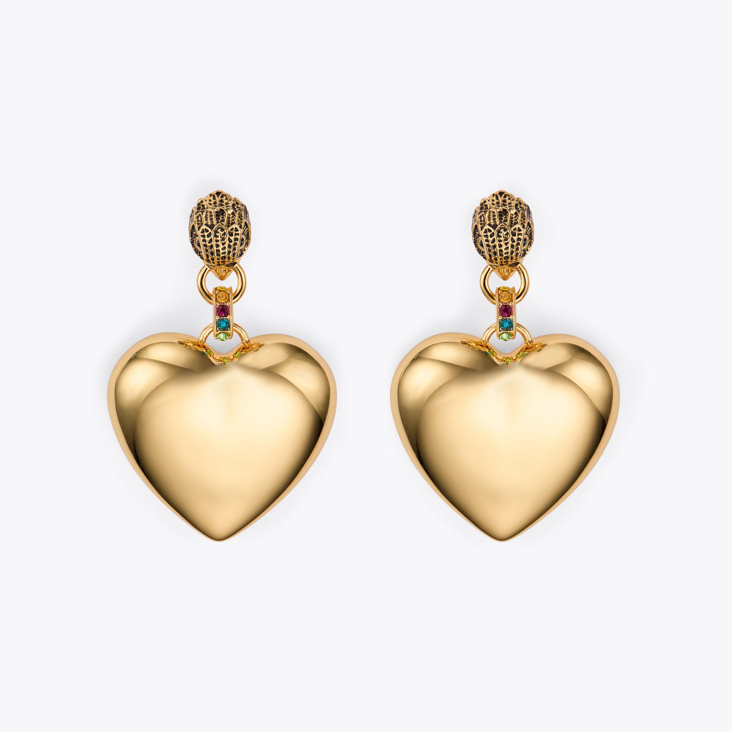 XL HEART EARRINGS Brass Stud Earrings by KURT GEIGER LONDON