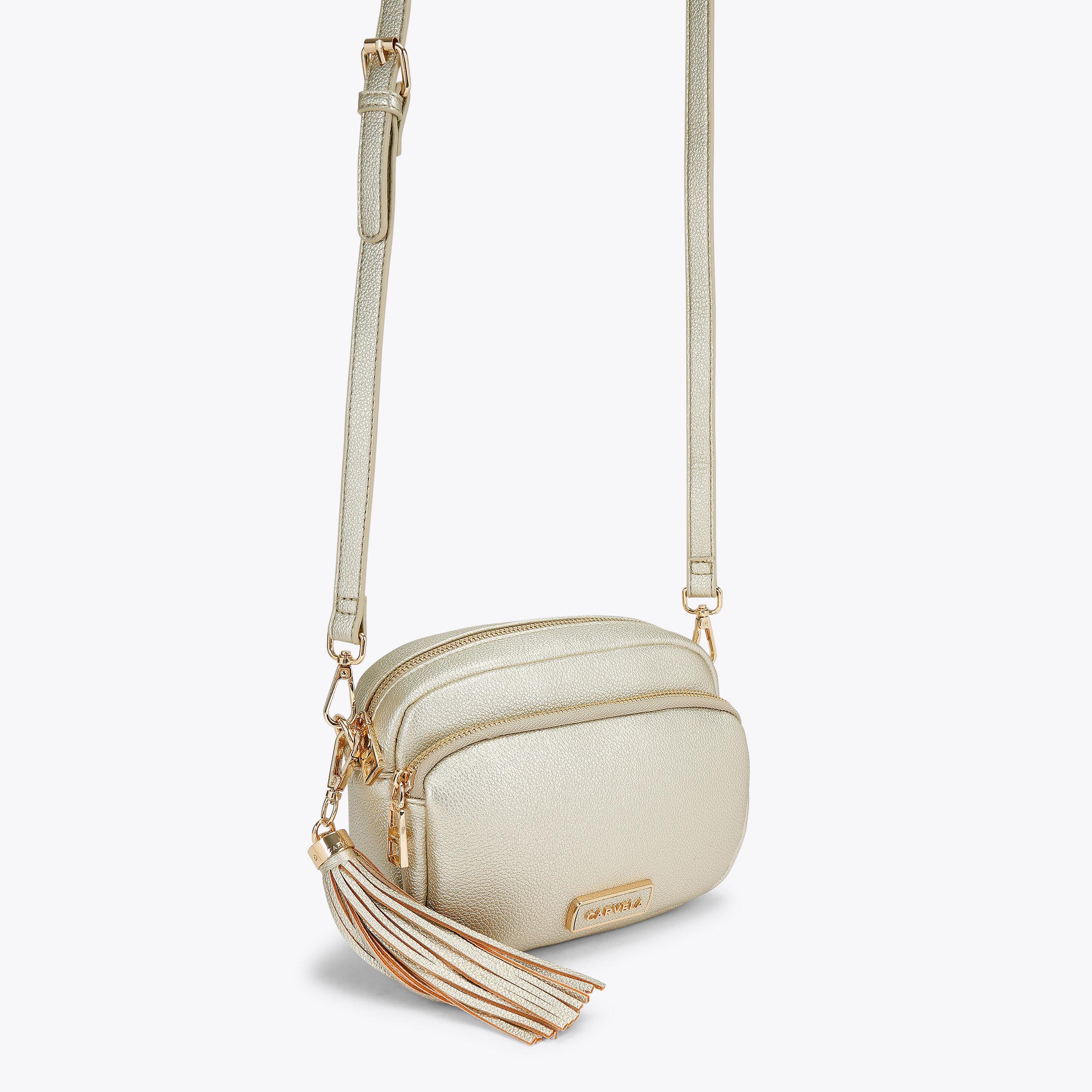 COMO CROSSBODY 2 Gold Pebble Grain Cross Body Bag by CARVELA