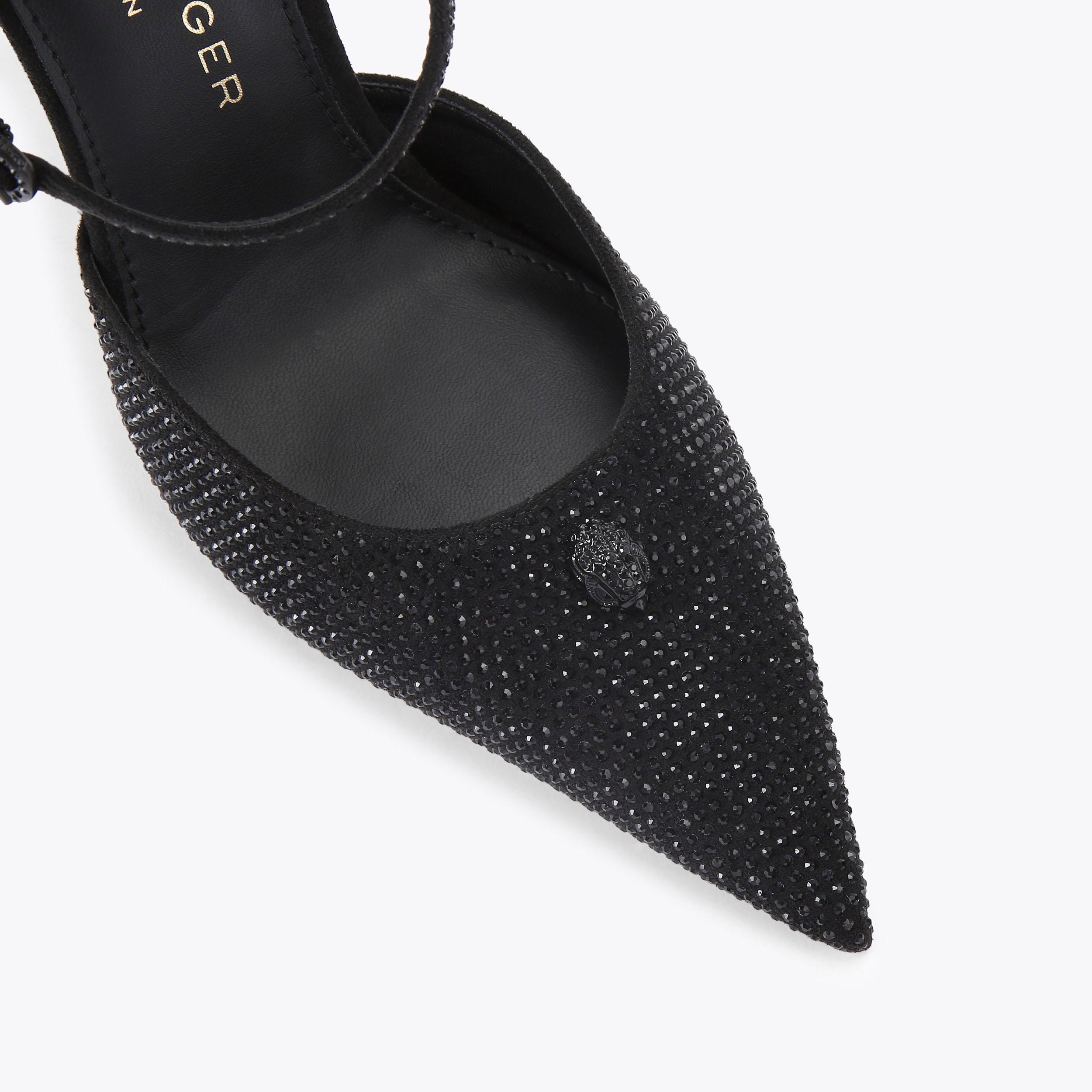 EAGLE POINT ANKLE STRAP Black Crystal Heel by KURT GEIGER LONDON