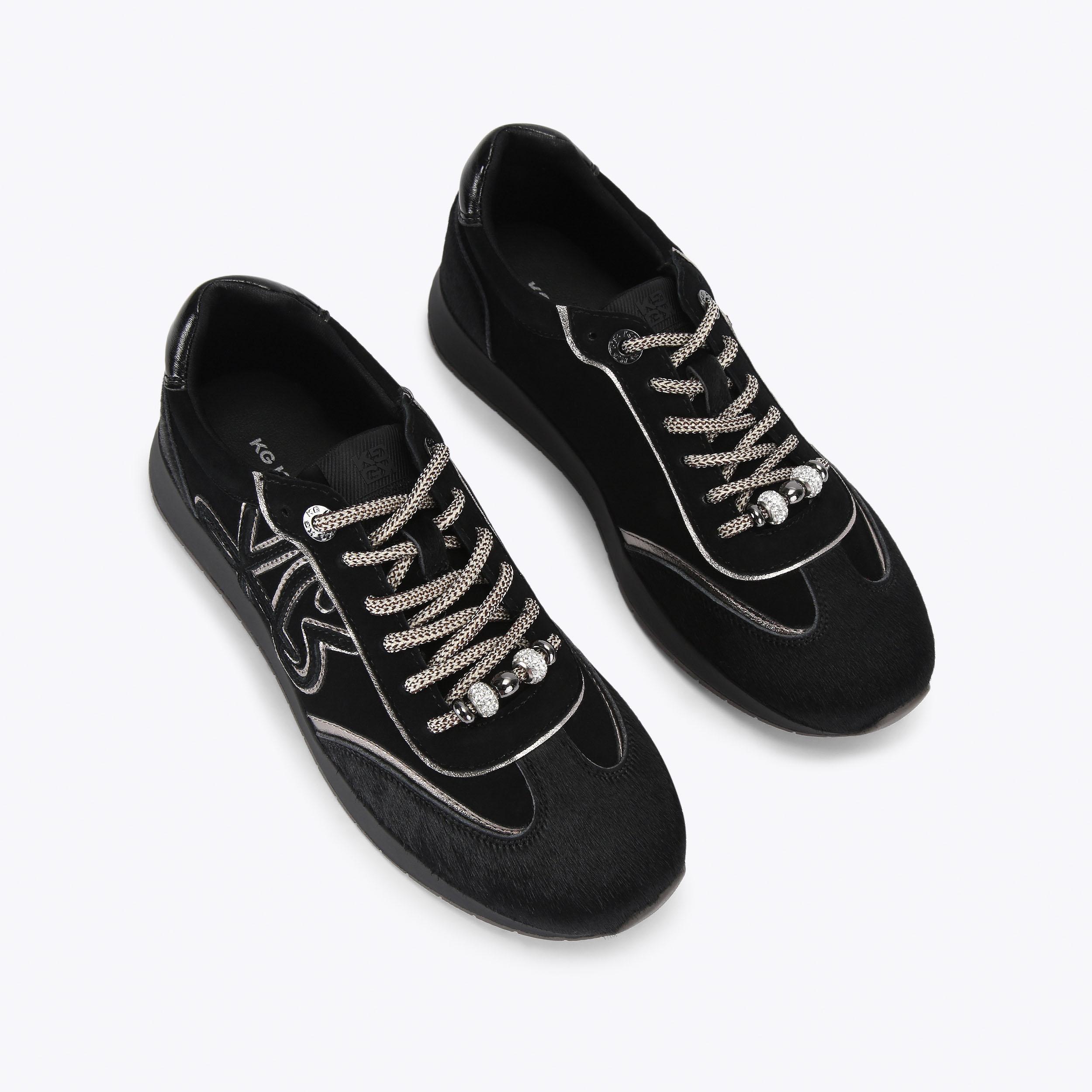 LALA Black Suede Lace Up Sneakers by KG KURT GEIGER