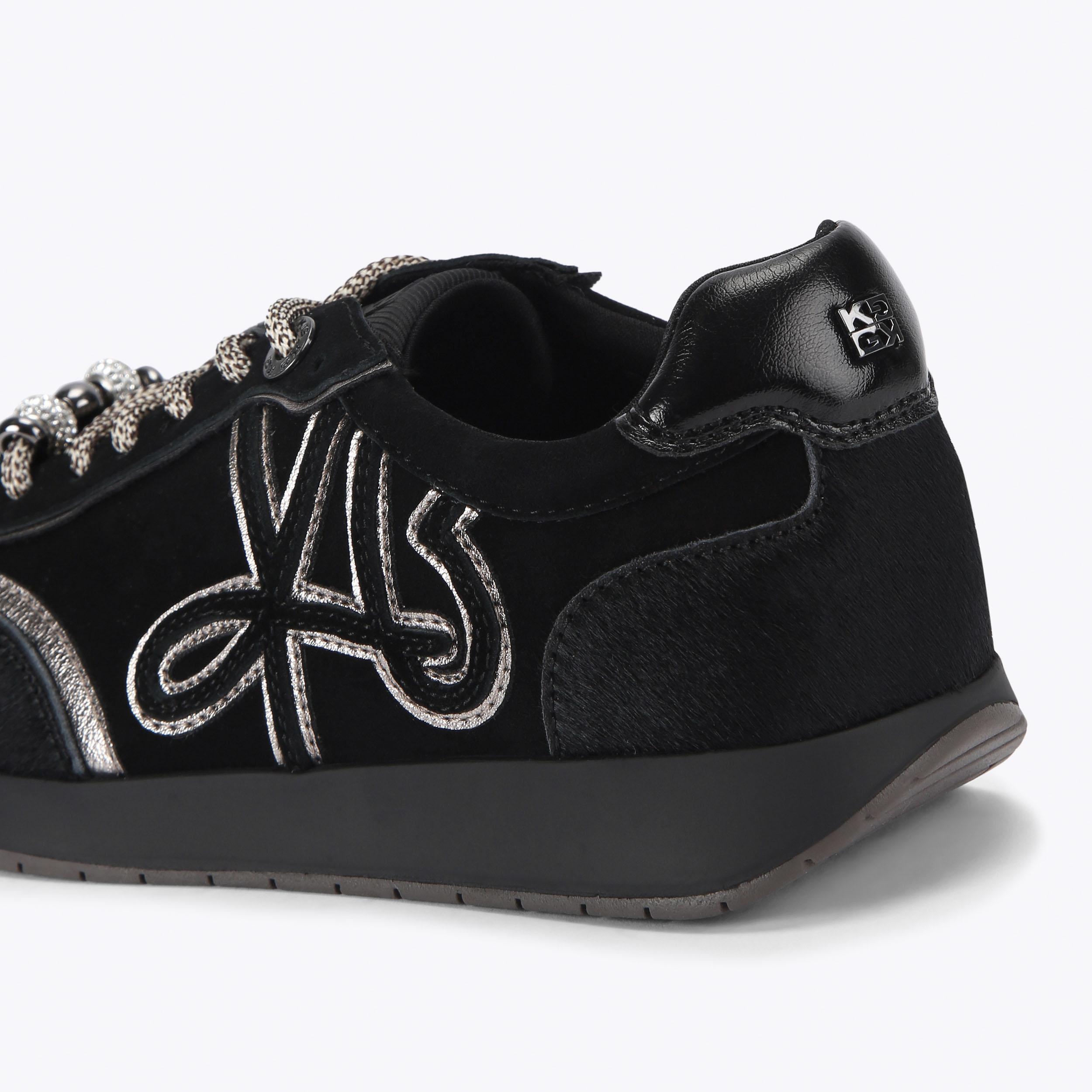LALA Black Suede Lace Up Sneakers by KG KURT GEIGER