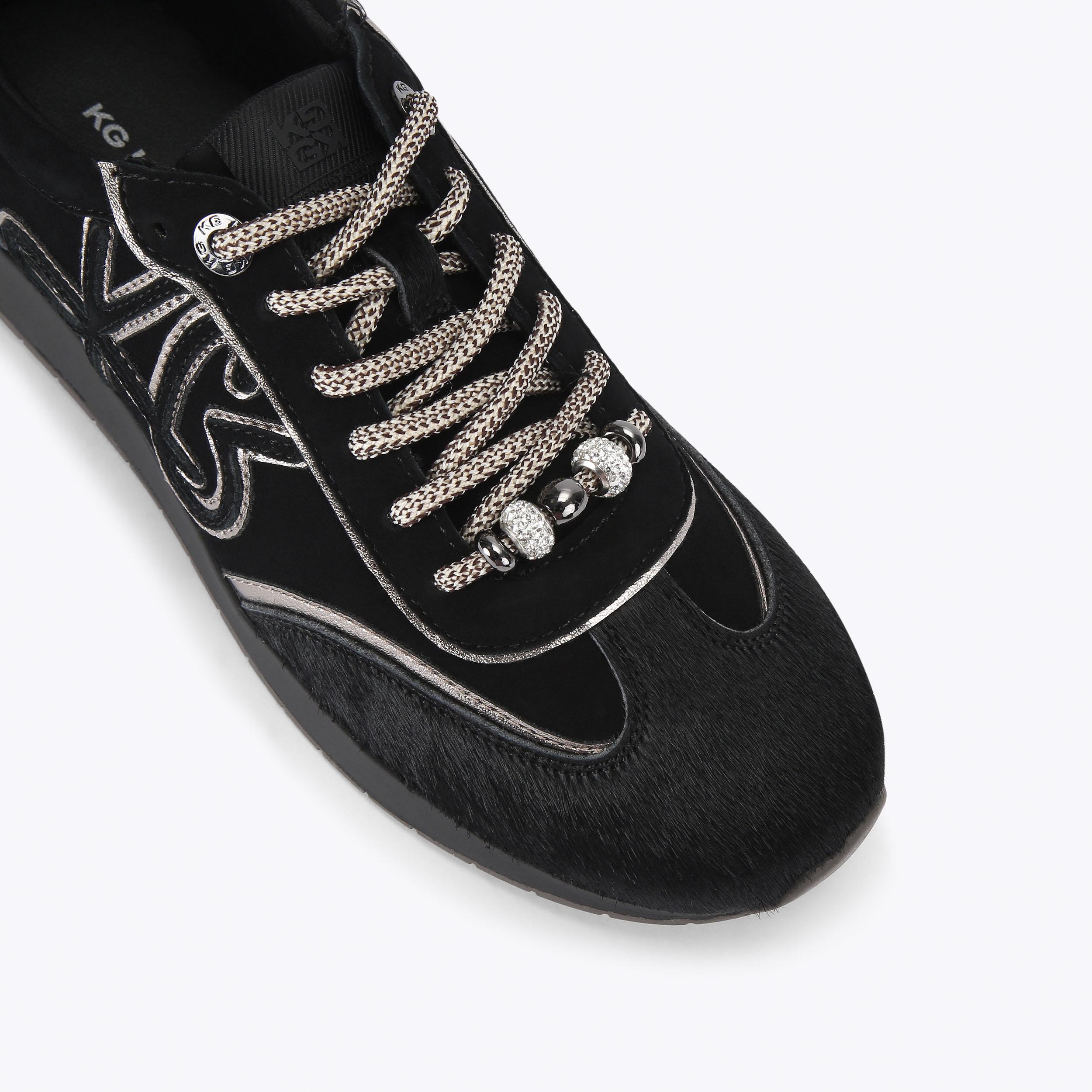 LALA Black Suede Lace Up Sneakers by KG KURT GEIGER