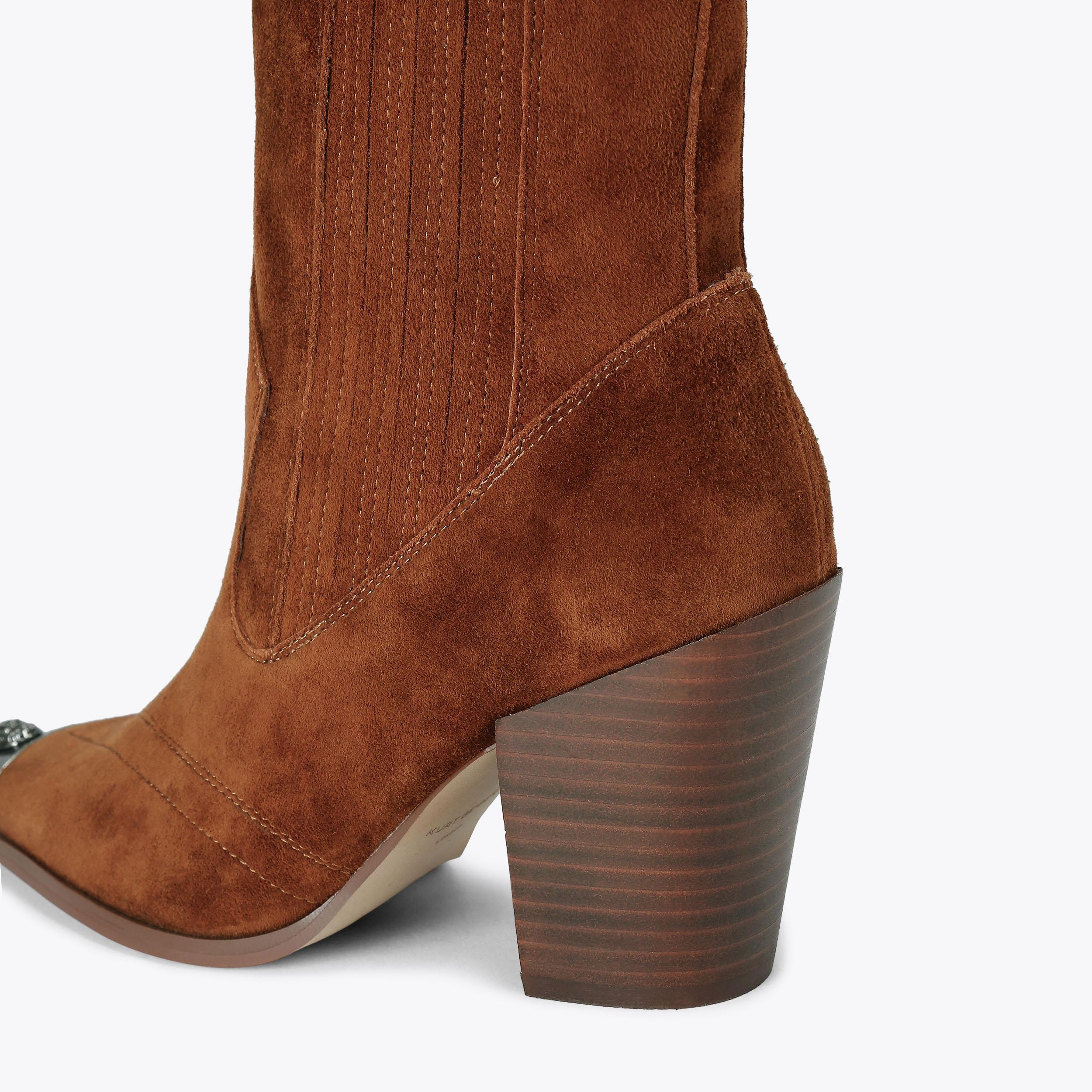 REGENT WESTERN ANKLE BOOT Camel Suede Western Boot by KURT GEIGER LONDON