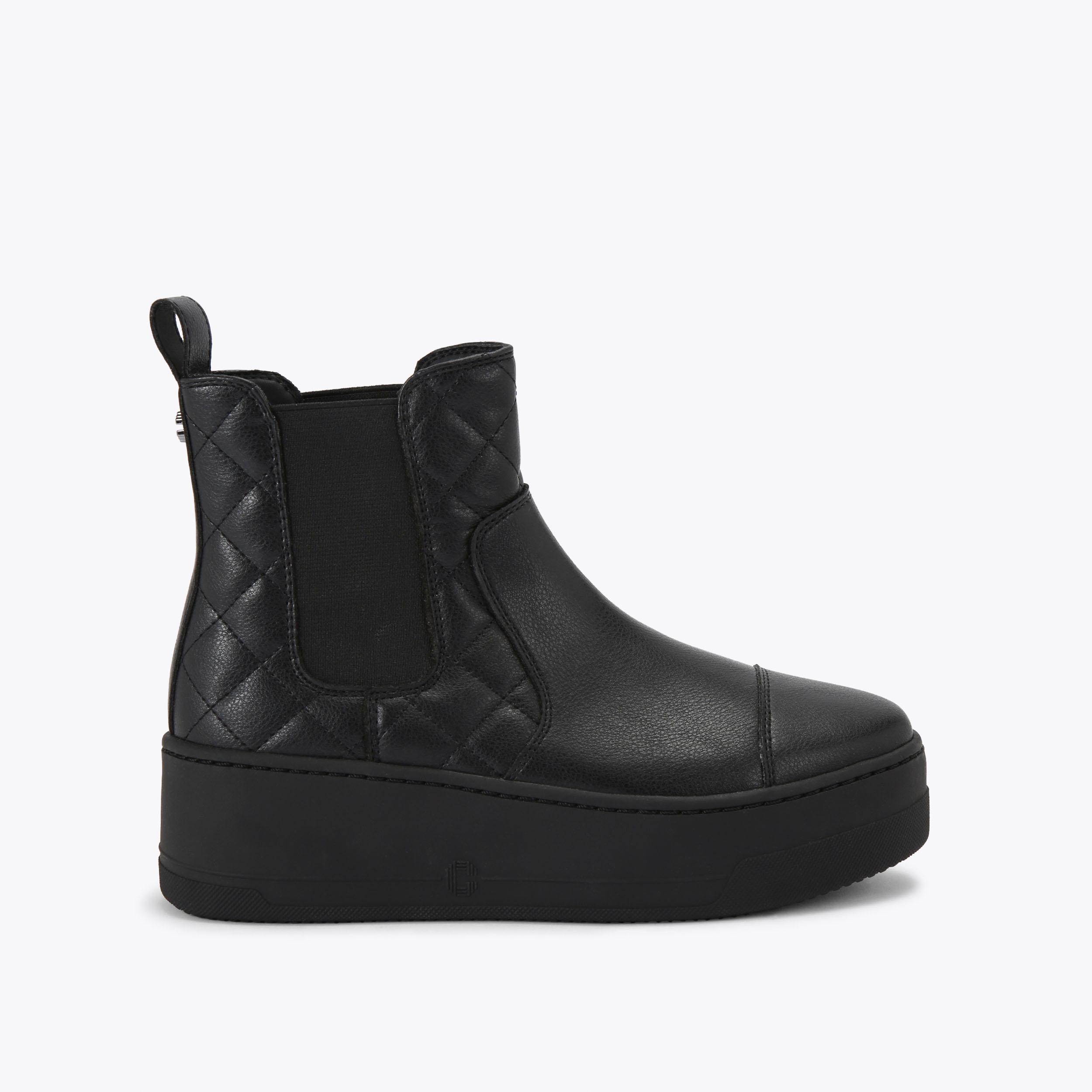 CONNECTED QUILT BOOT Black Quilted Leather Ankle Boot by CARVELA