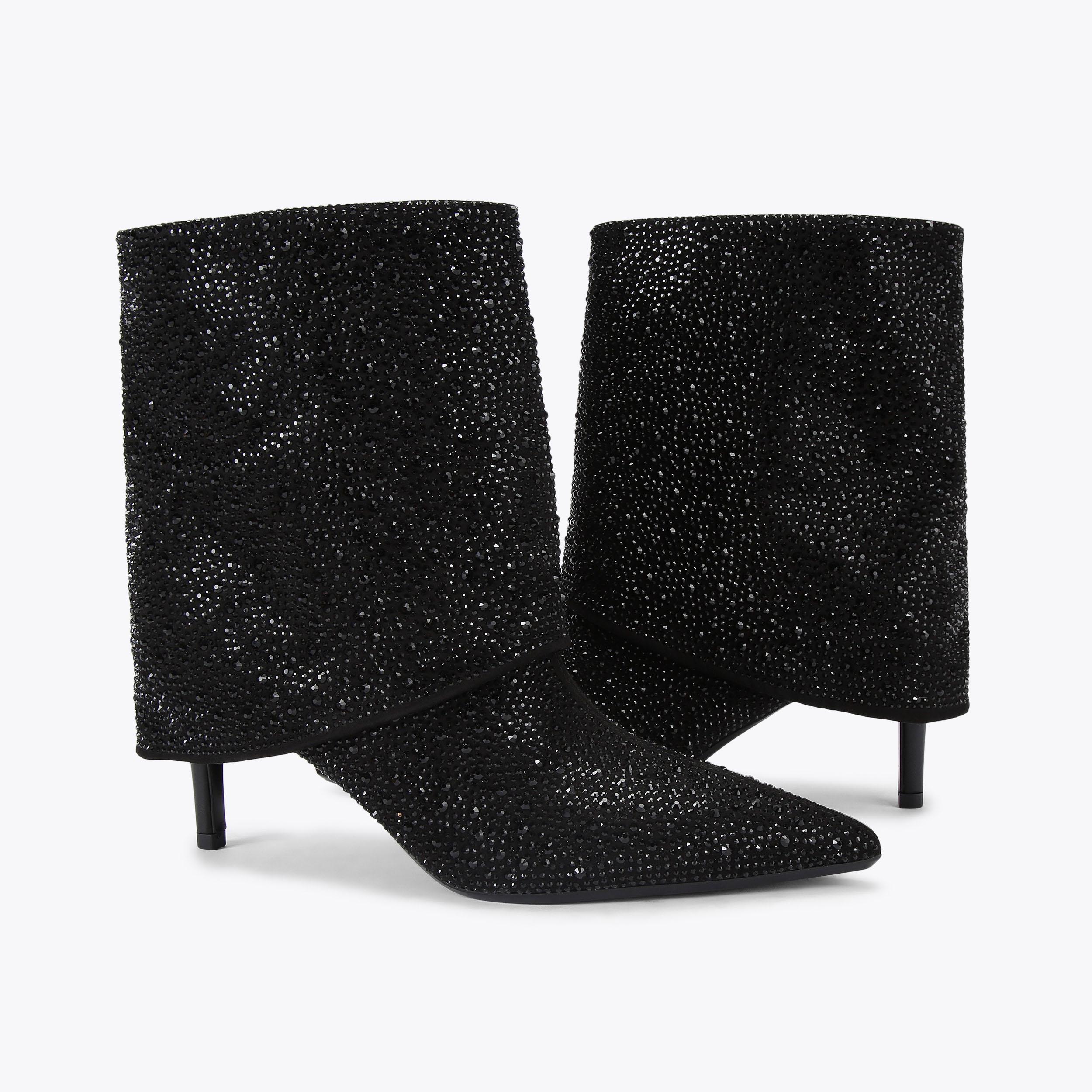 FATE GEM Black Gem Crystal Boots by KG KURT GEIGER