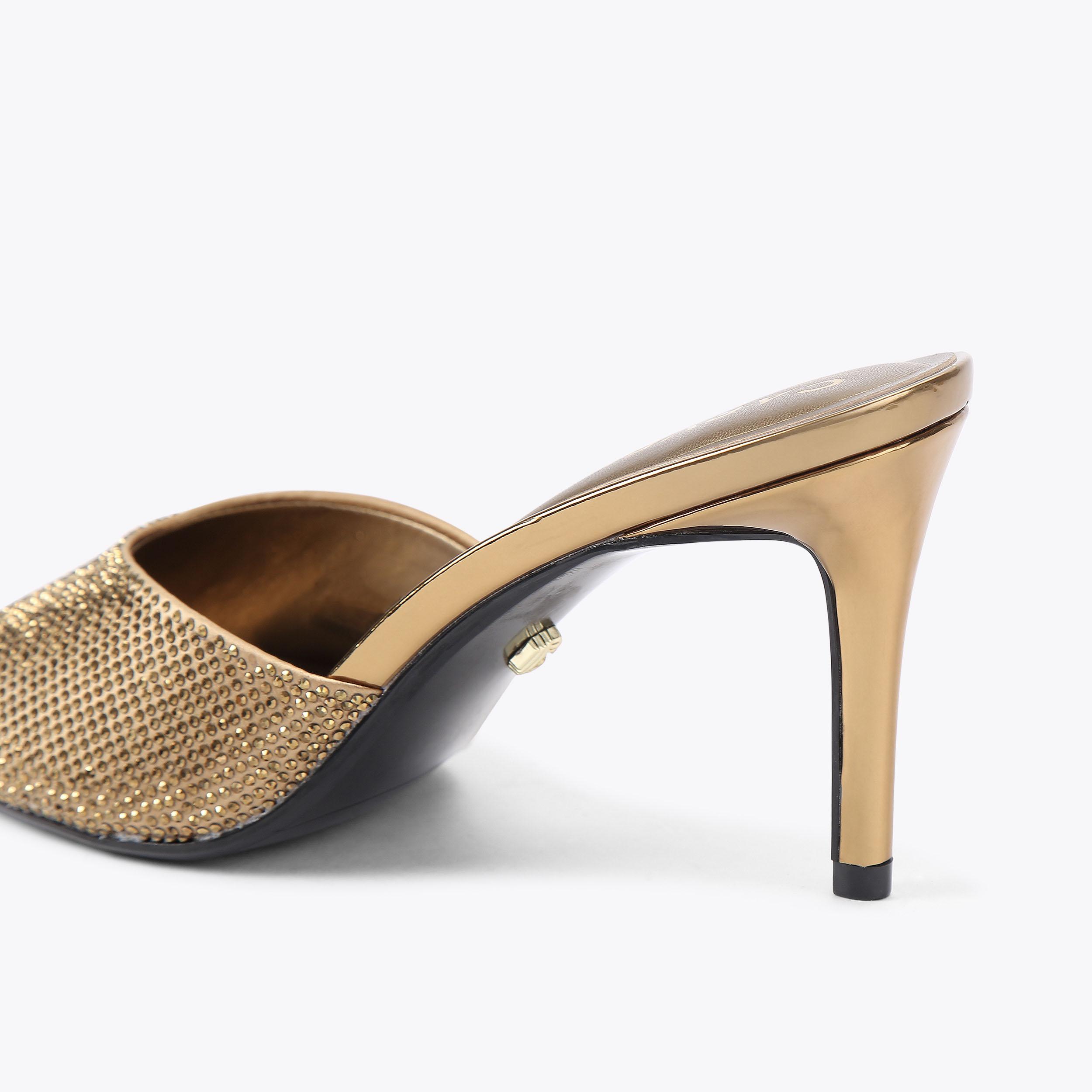 SILVIA MULE Gold Crystal High Heel by CARVELA