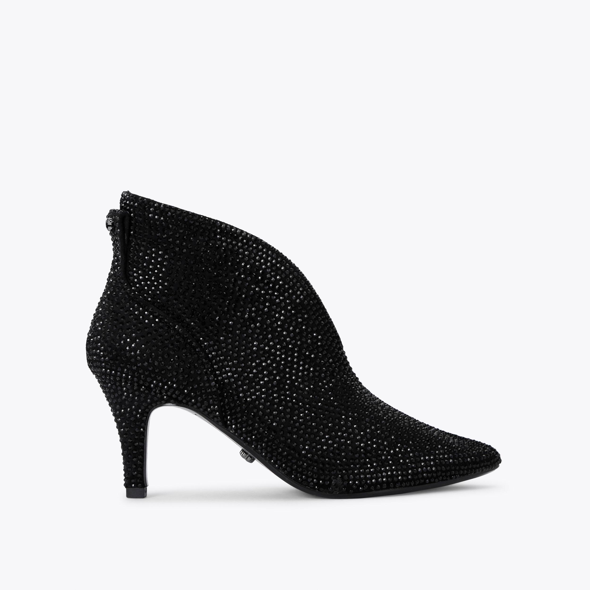 FLUTE SHOE BOOT WIDE FIT Black Crystal Ankle Boot by CARVELA COMFORT
