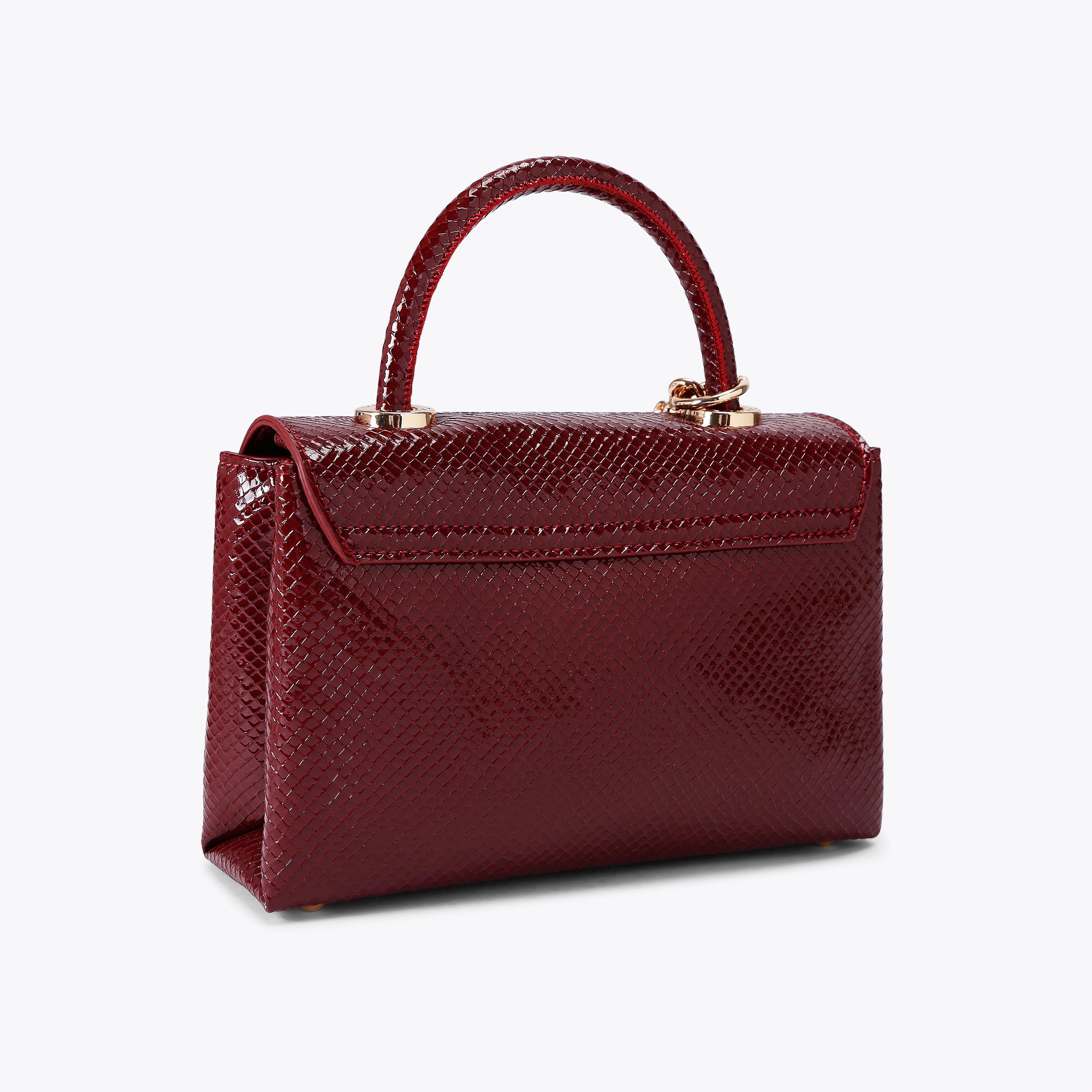 ALTO TOP HANDLE Dark Red Lizard Embossed Top Handle Bag by CARVELA