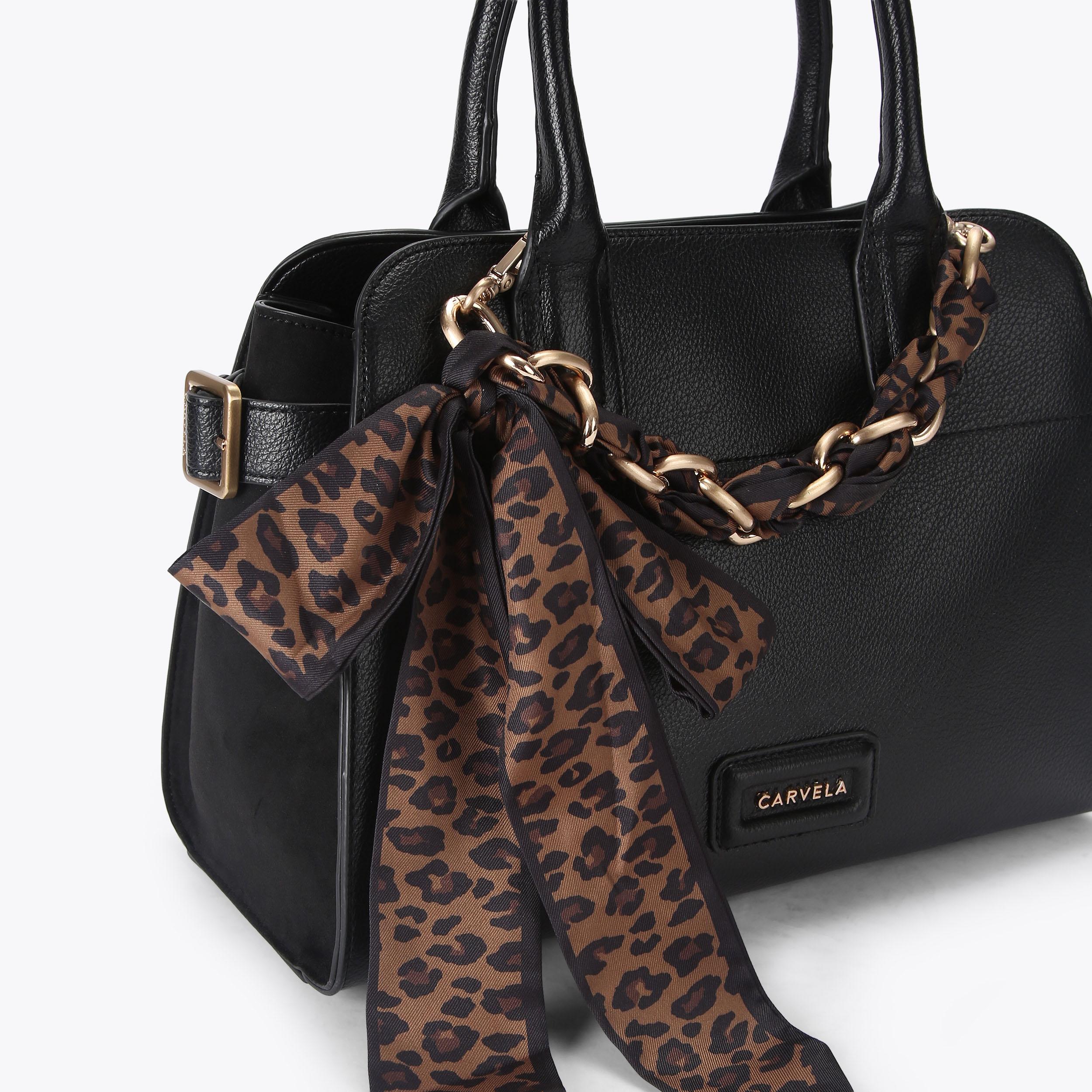 SELENA TOTE Black Grained Tote Bag by CARVELA