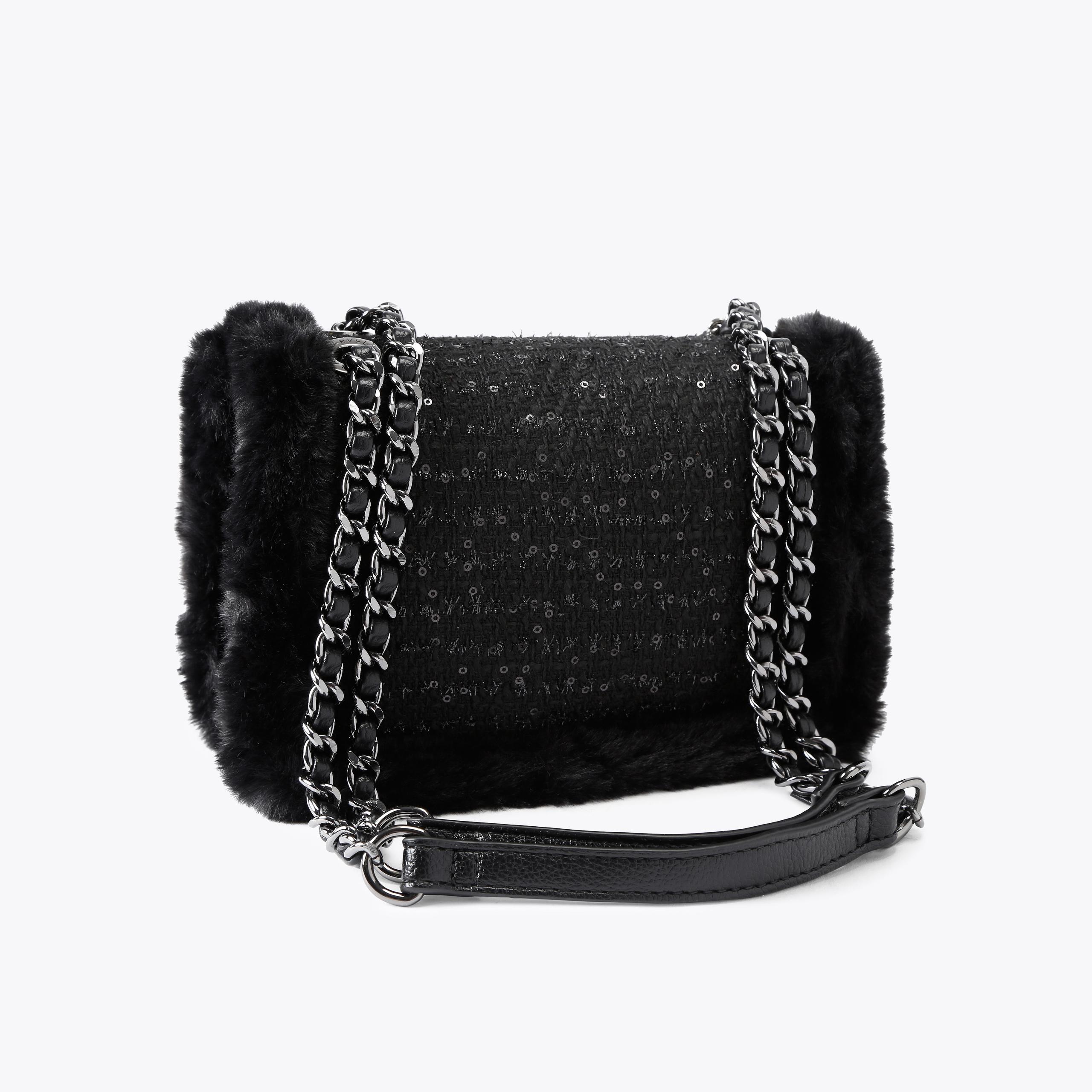 BELLA CHAIN SHOULDER Black Tweed Shoulder Bag by CARVELA