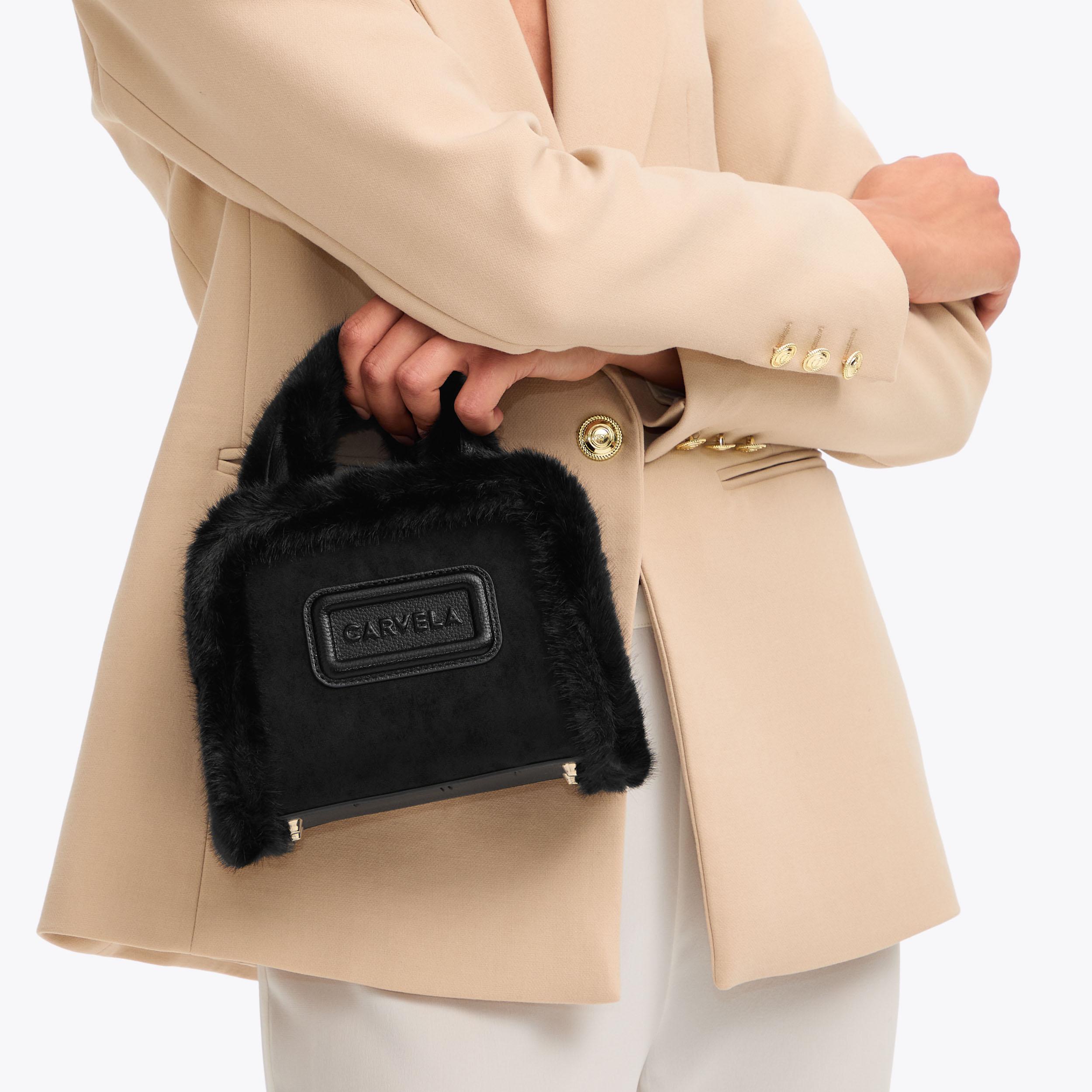 BELLA CHAIN SHOULDER Black Tweed Shoulder Bag by CARVELA