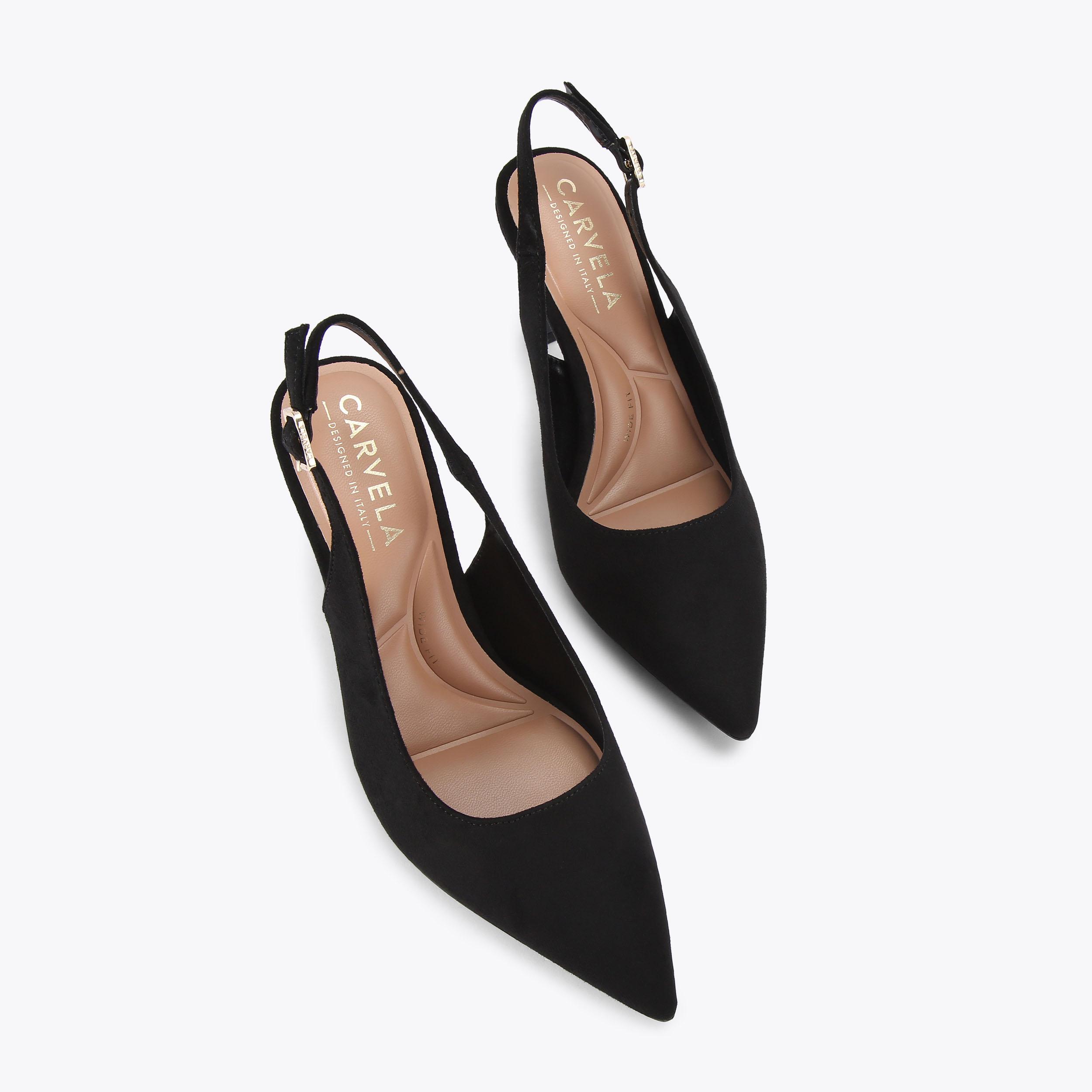 CORLETTA SLING WIDE FIT Black Microsuede Heel by CARVELA