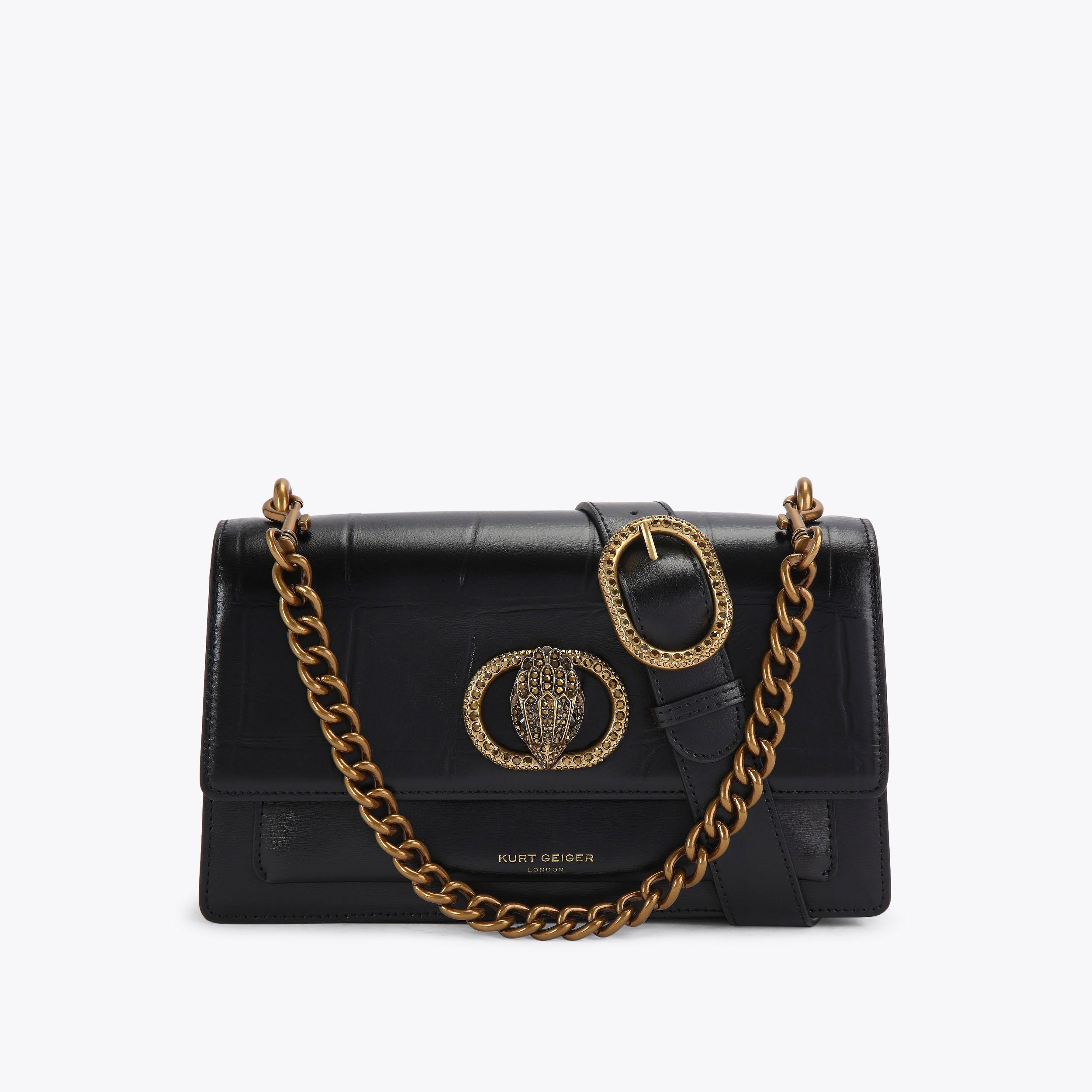 CHELSEA EASTW BAG Black Croc Leather Chelsea by KURT GEIGER LONDON