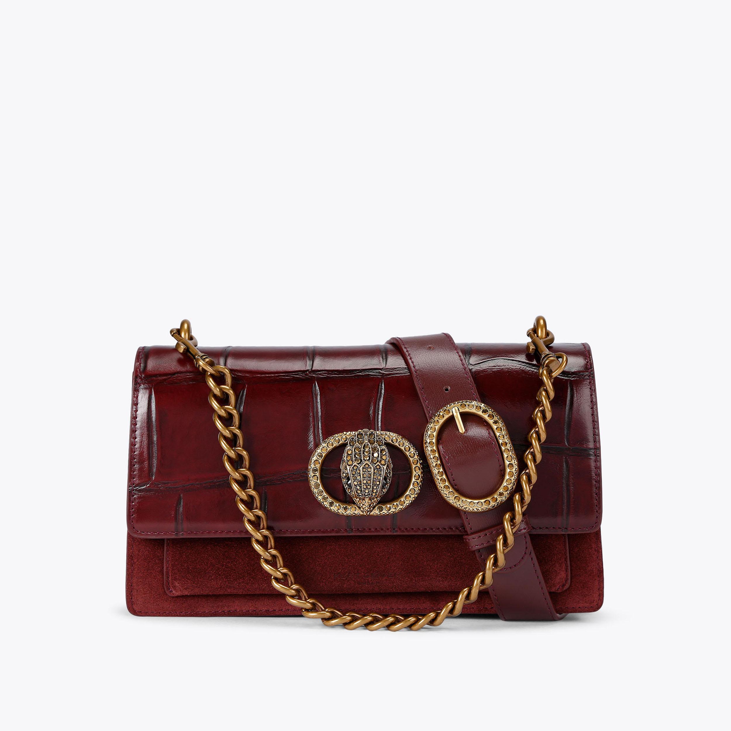 CHELSEA EASTW BAG Wine Suede Cross Body Bag by KURT GEIGER LONDON