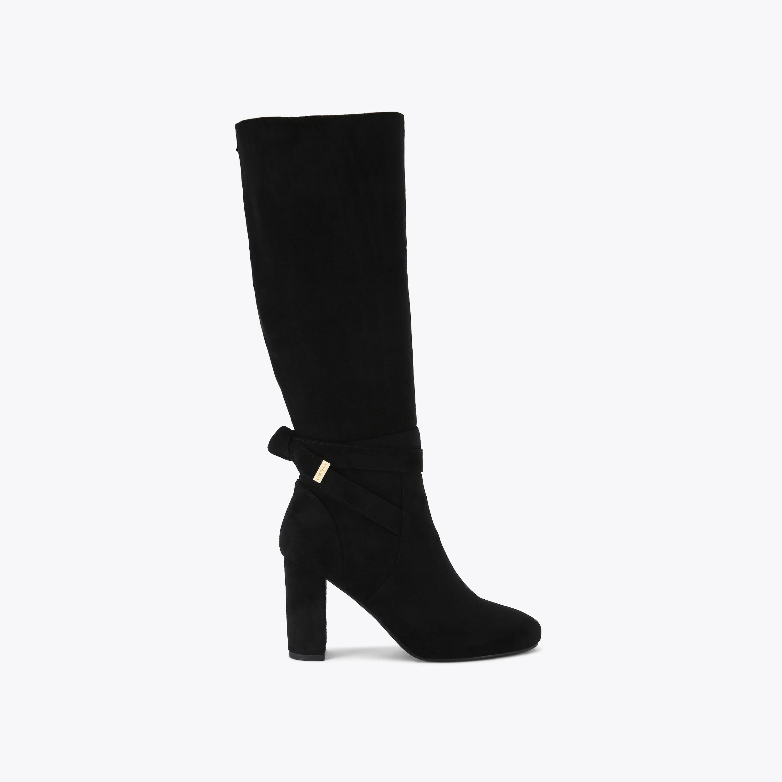 TEMPT HIGH LEG WIDE FIT Black Microsuede Tempt High Leg Fit by CARVELA