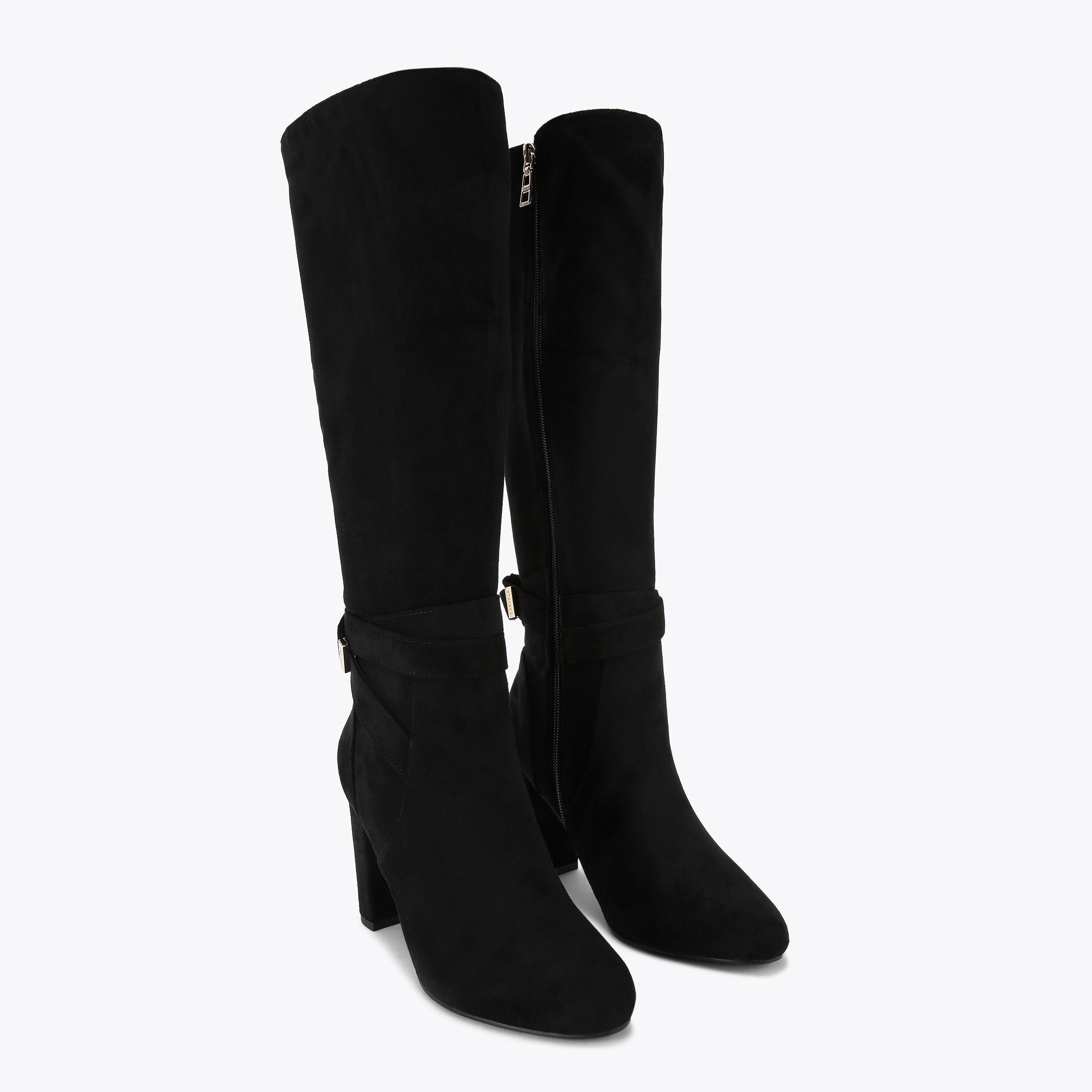 TEMPT HIGH LEG WIDE FIT Black Microsuede Tempt High Leg Fit by CARVELA