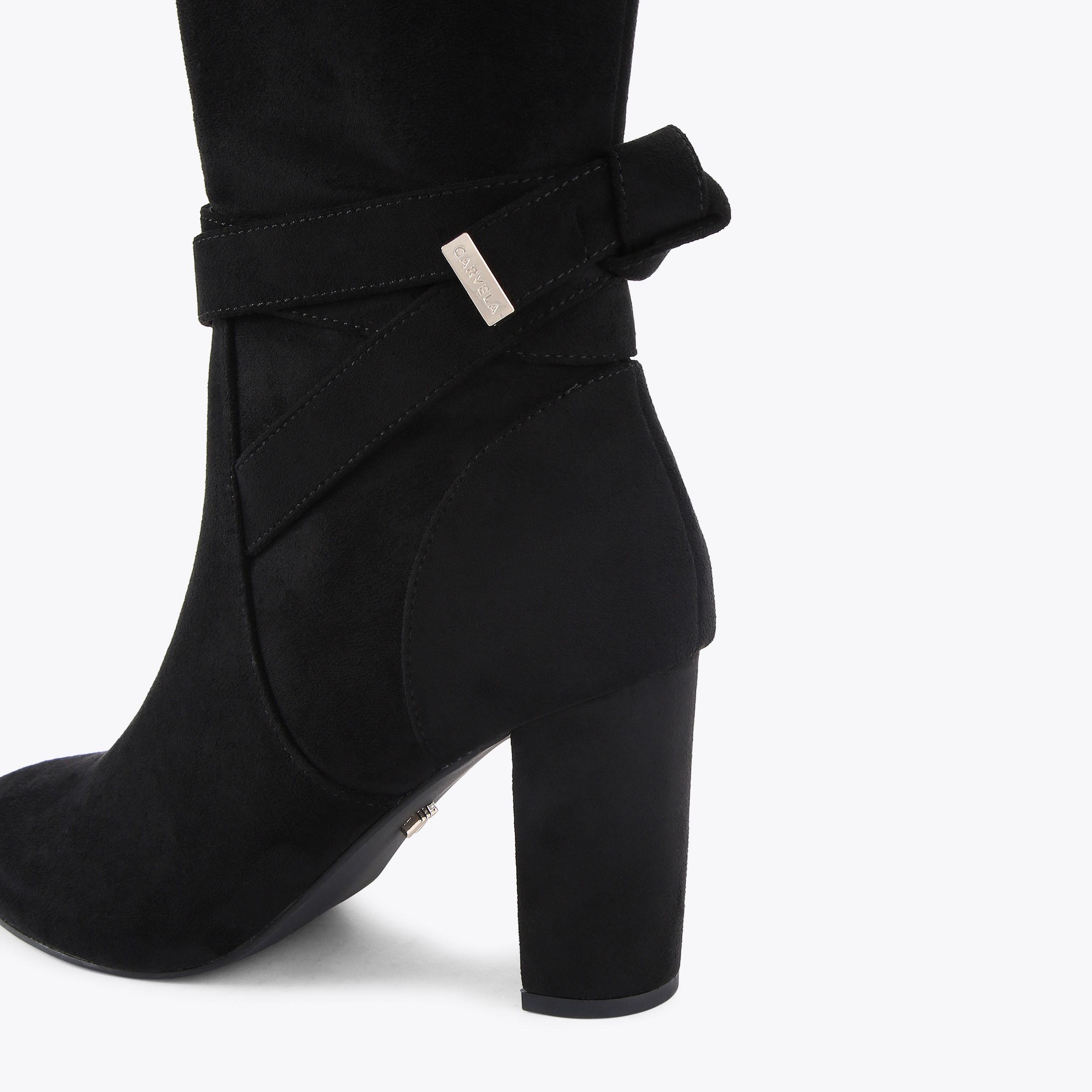 TEMPT HIGH LEG WIDE FIT Black Microsuede Tempt High Leg Fit by CARVELA