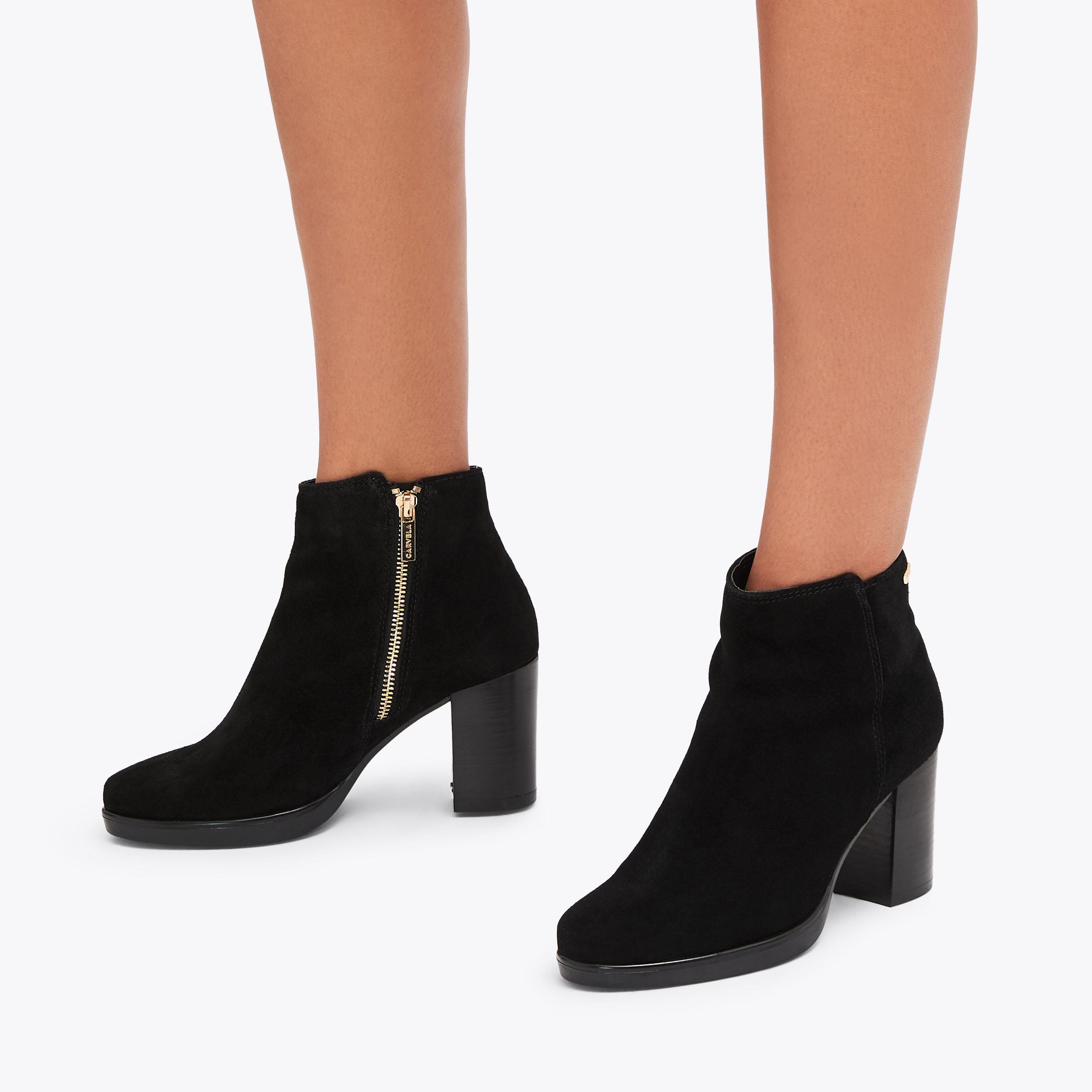 SILVER CHELSEA BOOT Black Suede Heeled Boot by CARVELA