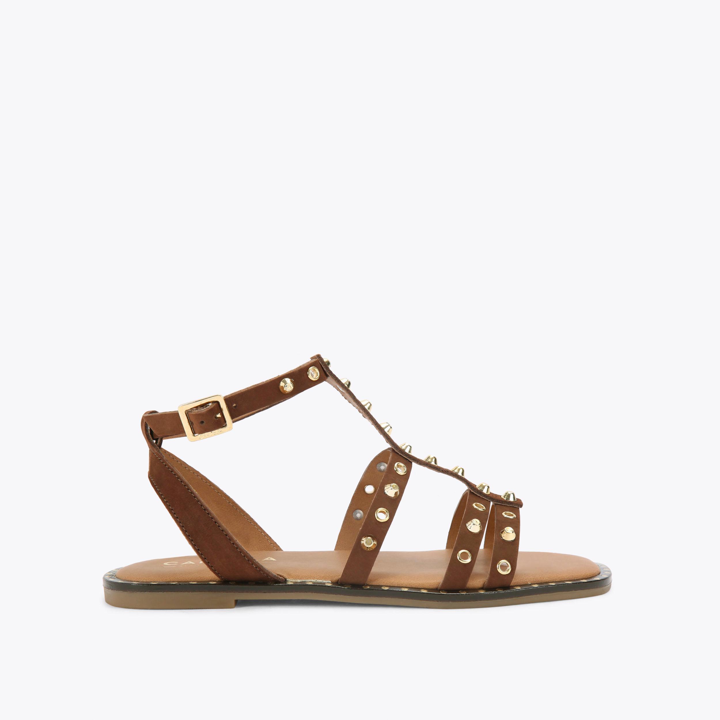 ALIA Brown Leather Gladiator Sandal by CARVELA