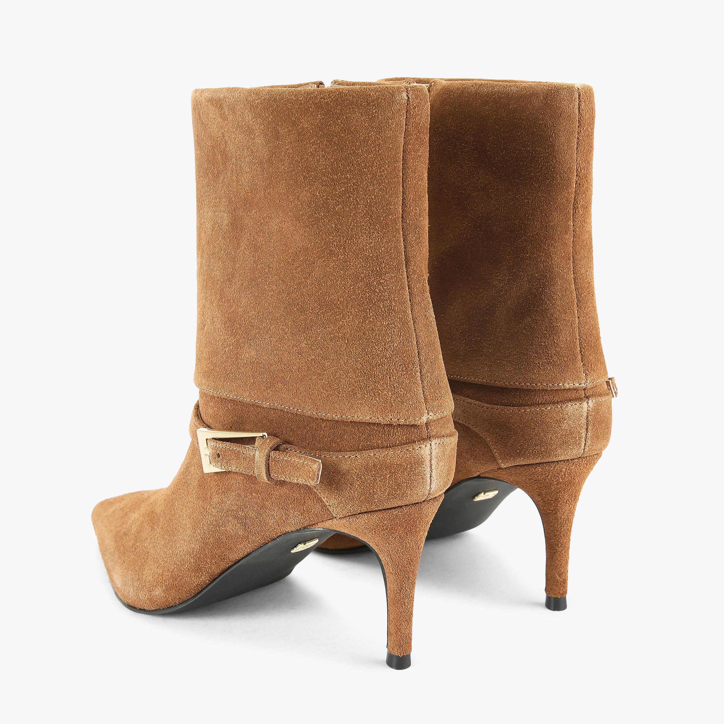 TRINITY Camel Suede Heeled Boot by KG KURT GEIGER