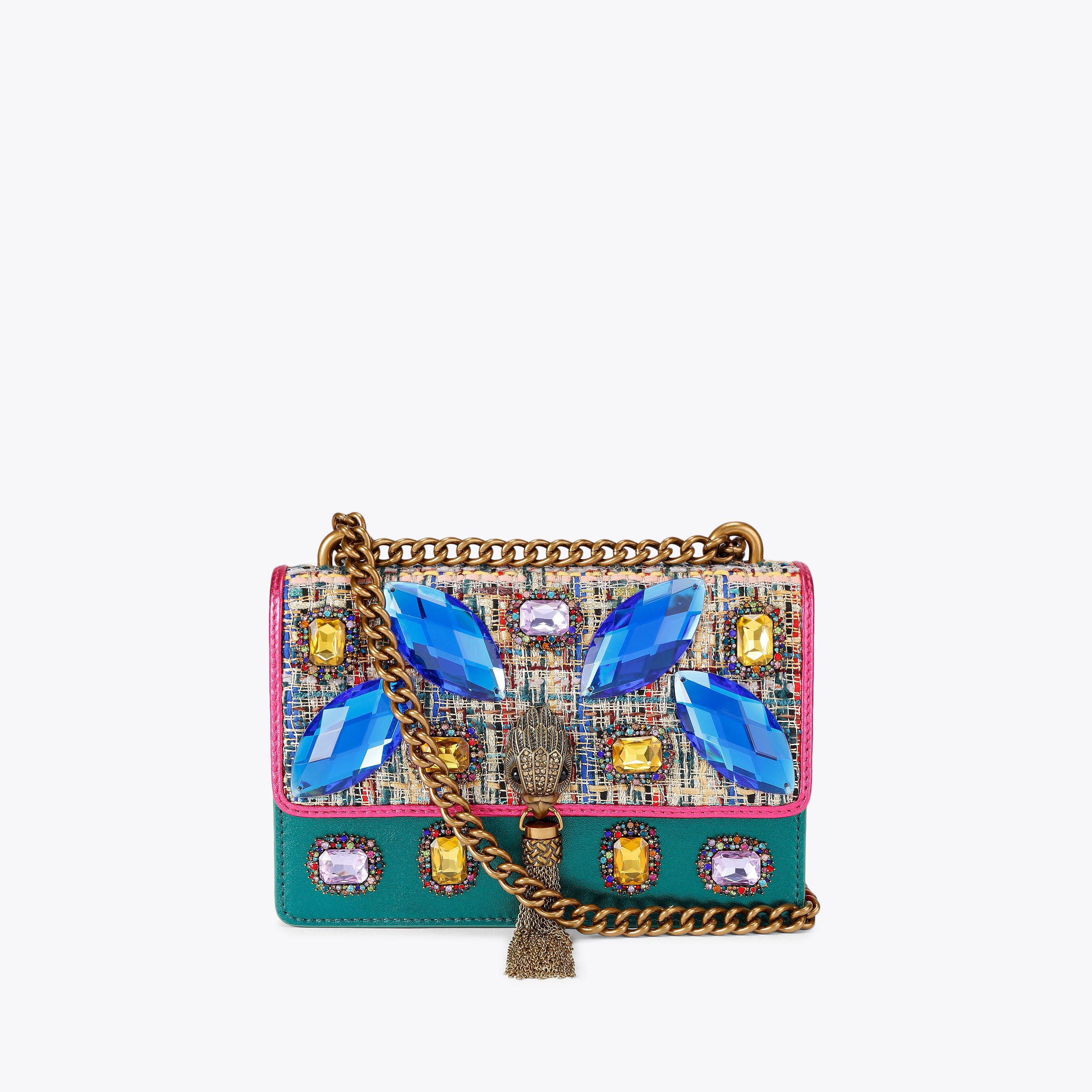 SHOREDITCH SM XBODY GEM Tweed Crystal Cross Body Bag by Kurt Geiger London