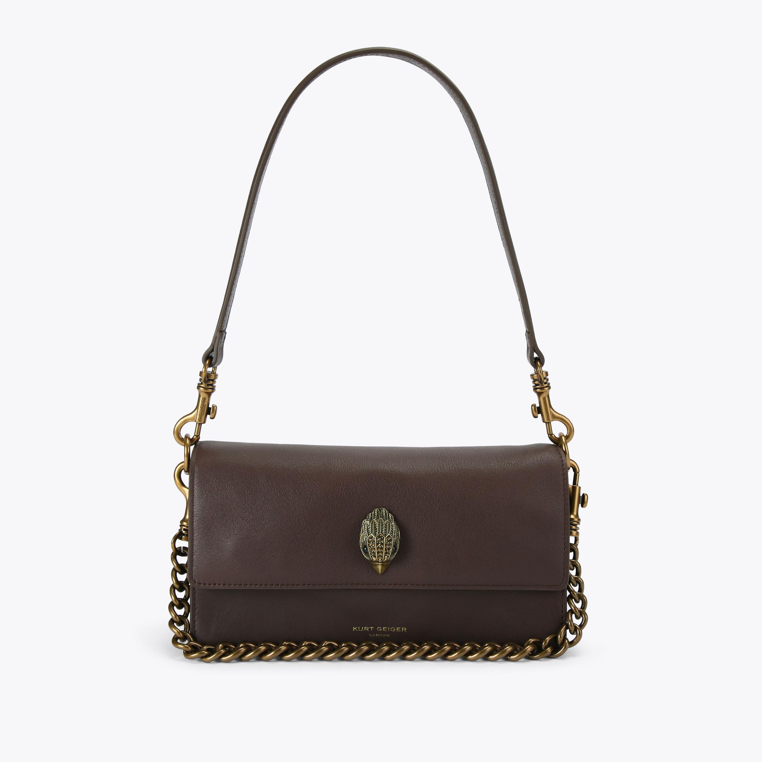 SHOREDITCH SOFT SH Dark Brown Leather Soft Shoulder Bag by Kurt Geiger ...