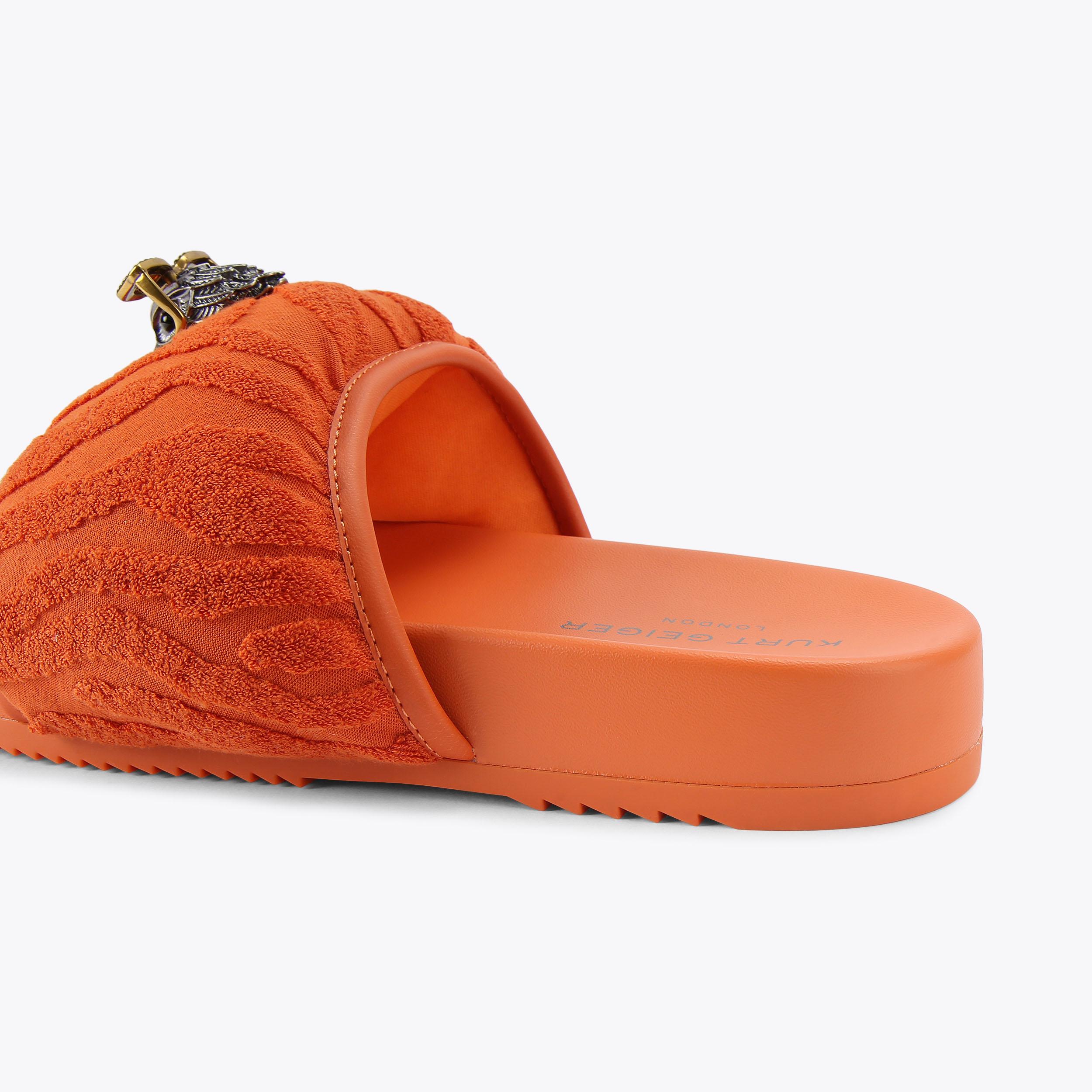 EAGLE PUFF SLIDE Orange Terry Towelling Sandal by Kurt Geiger London