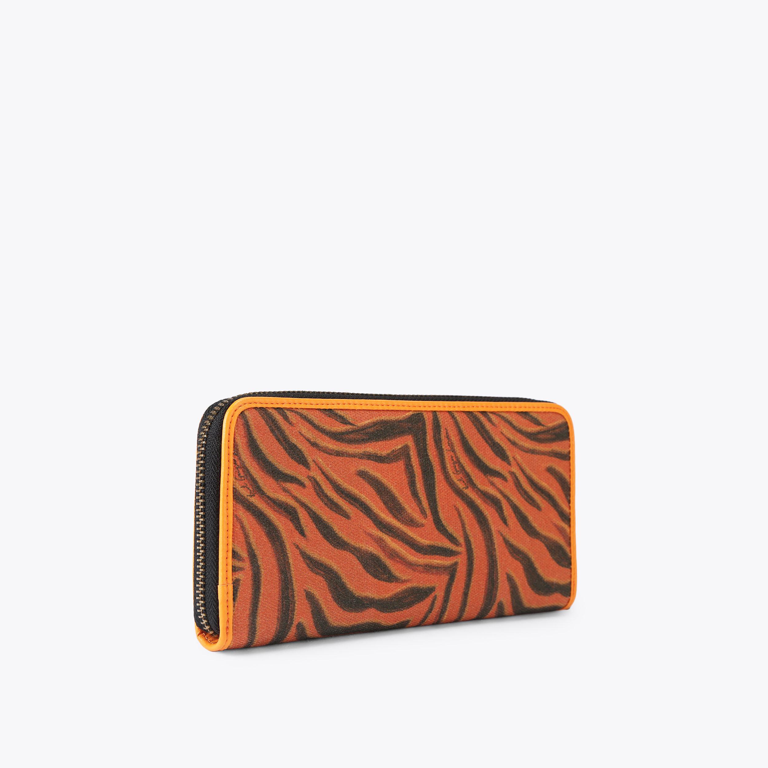 KURT ZIP AROUND W Tiger Print Canvas Purse by Kurt Geiger London