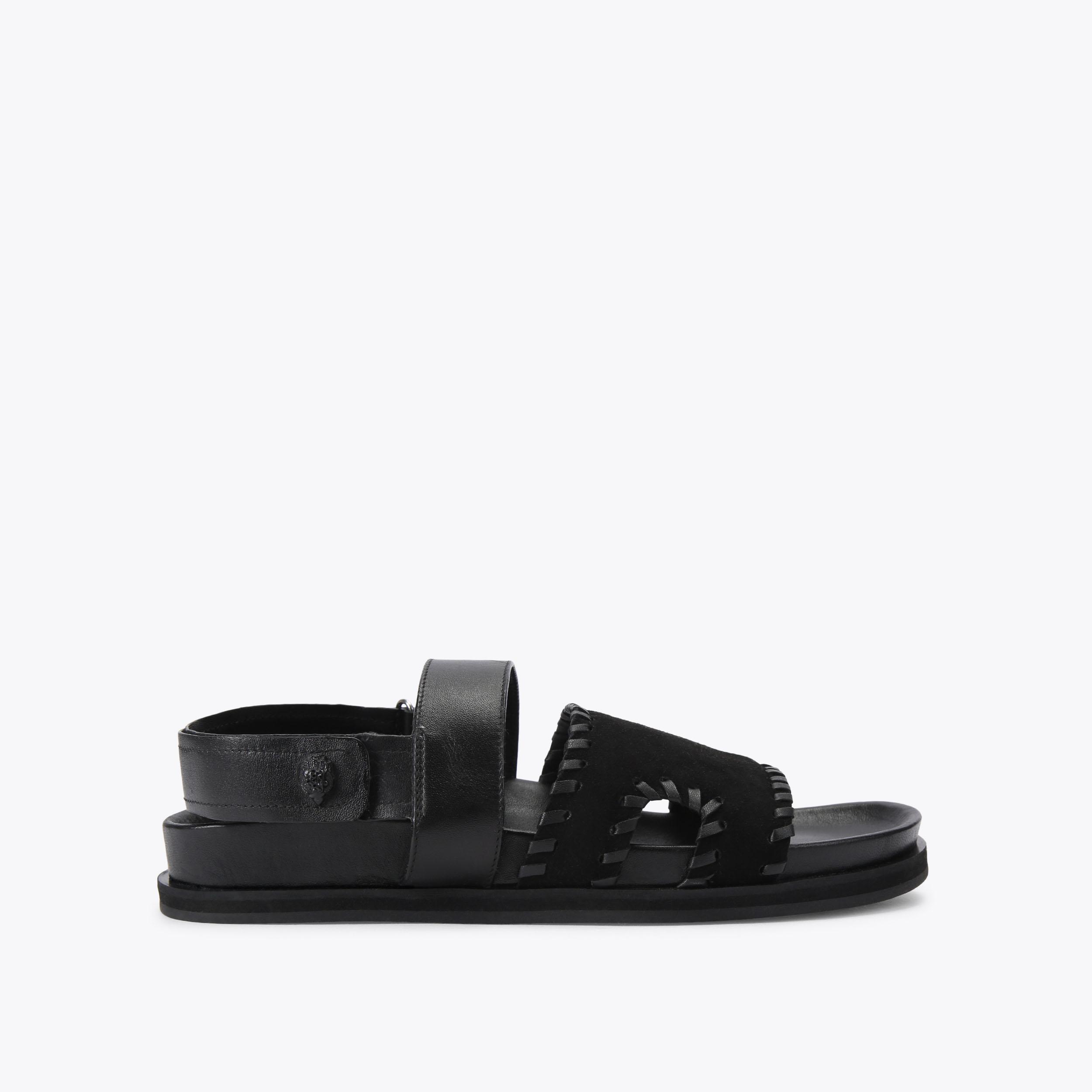 BAKER BS SANDAL Black Leather Suede Sandal by Kurt Geiger London