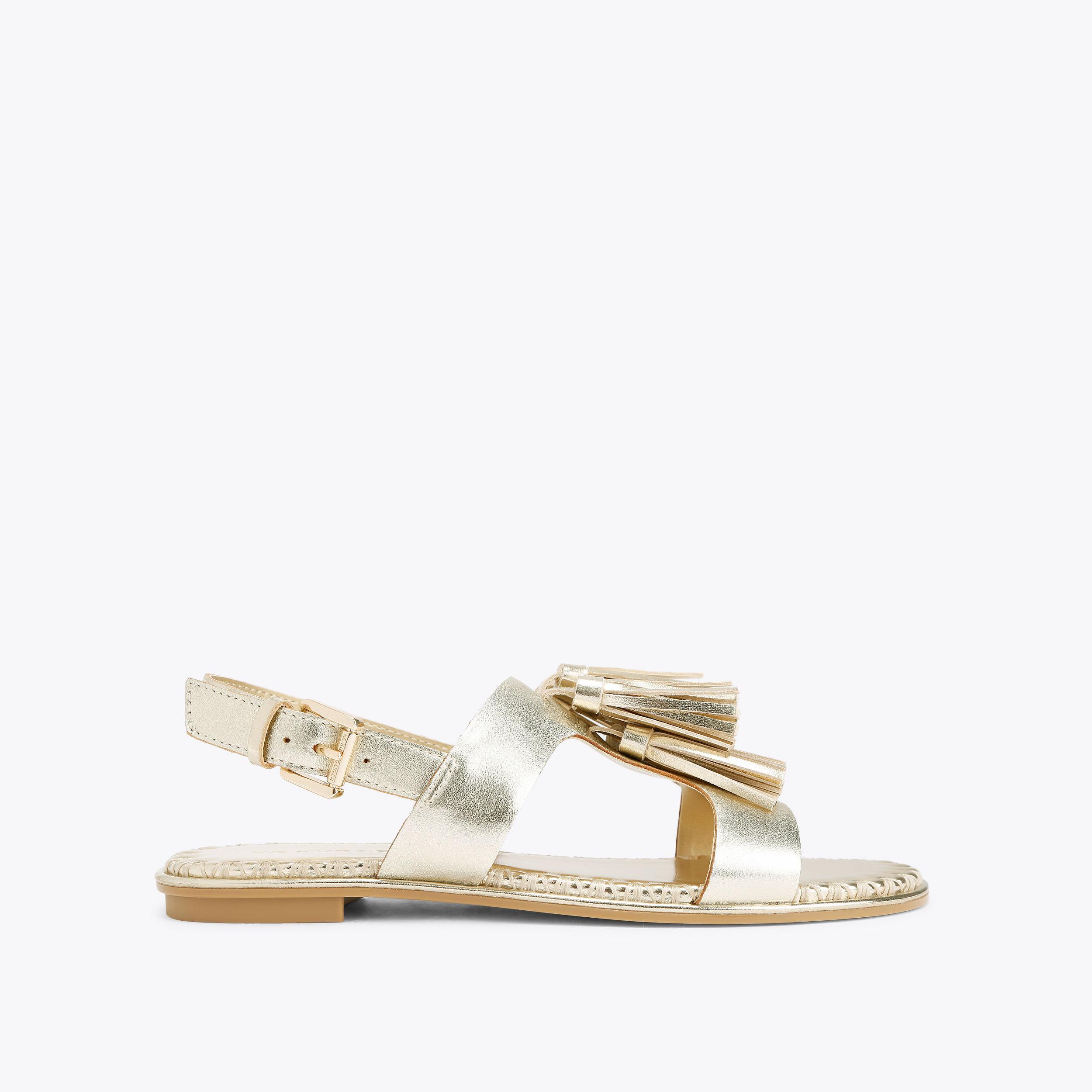 RITA Gold Leather Tassel Sandal by KG Kurt Geiger