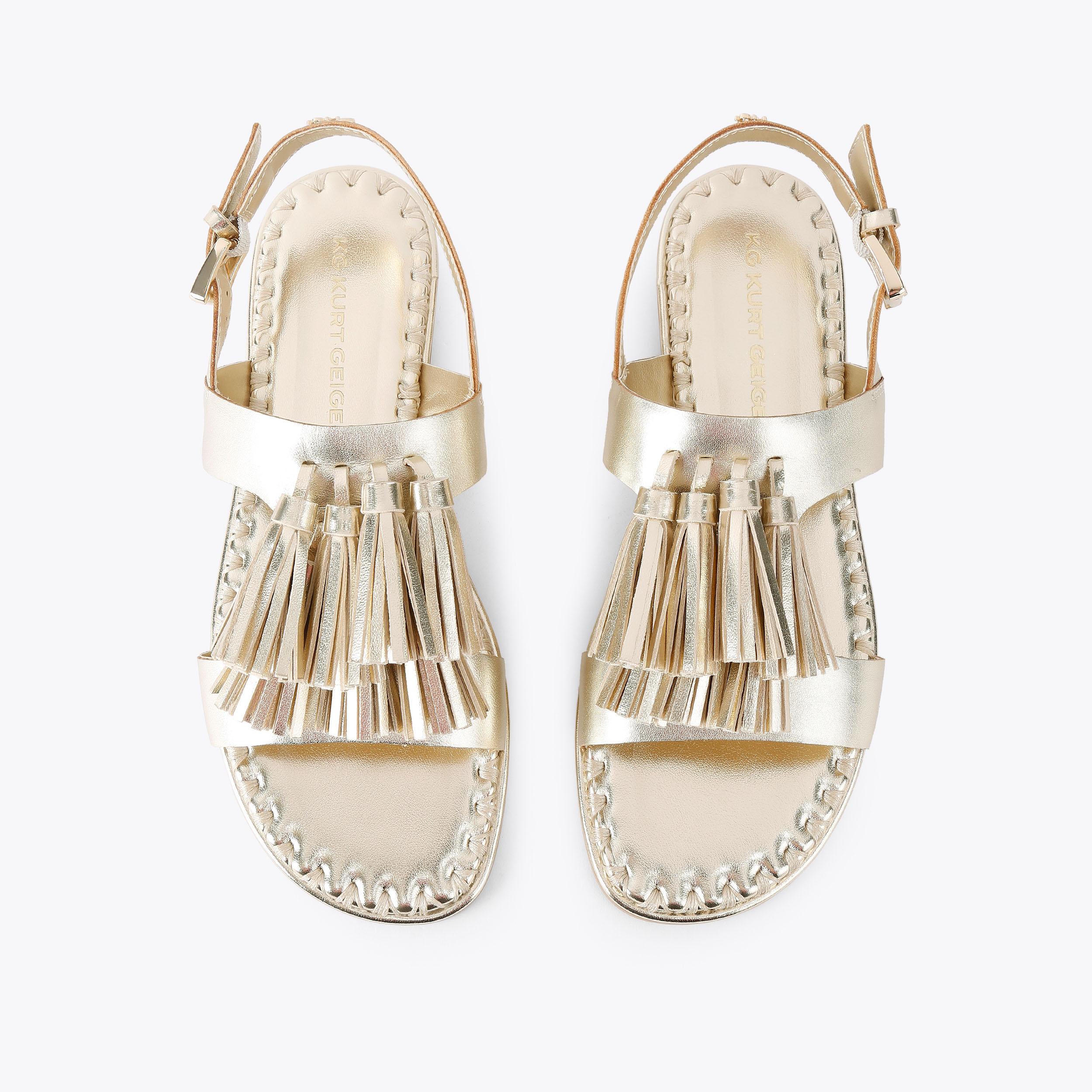 RITA Gold Leather Tassel Sandal by KG Kurt Geiger