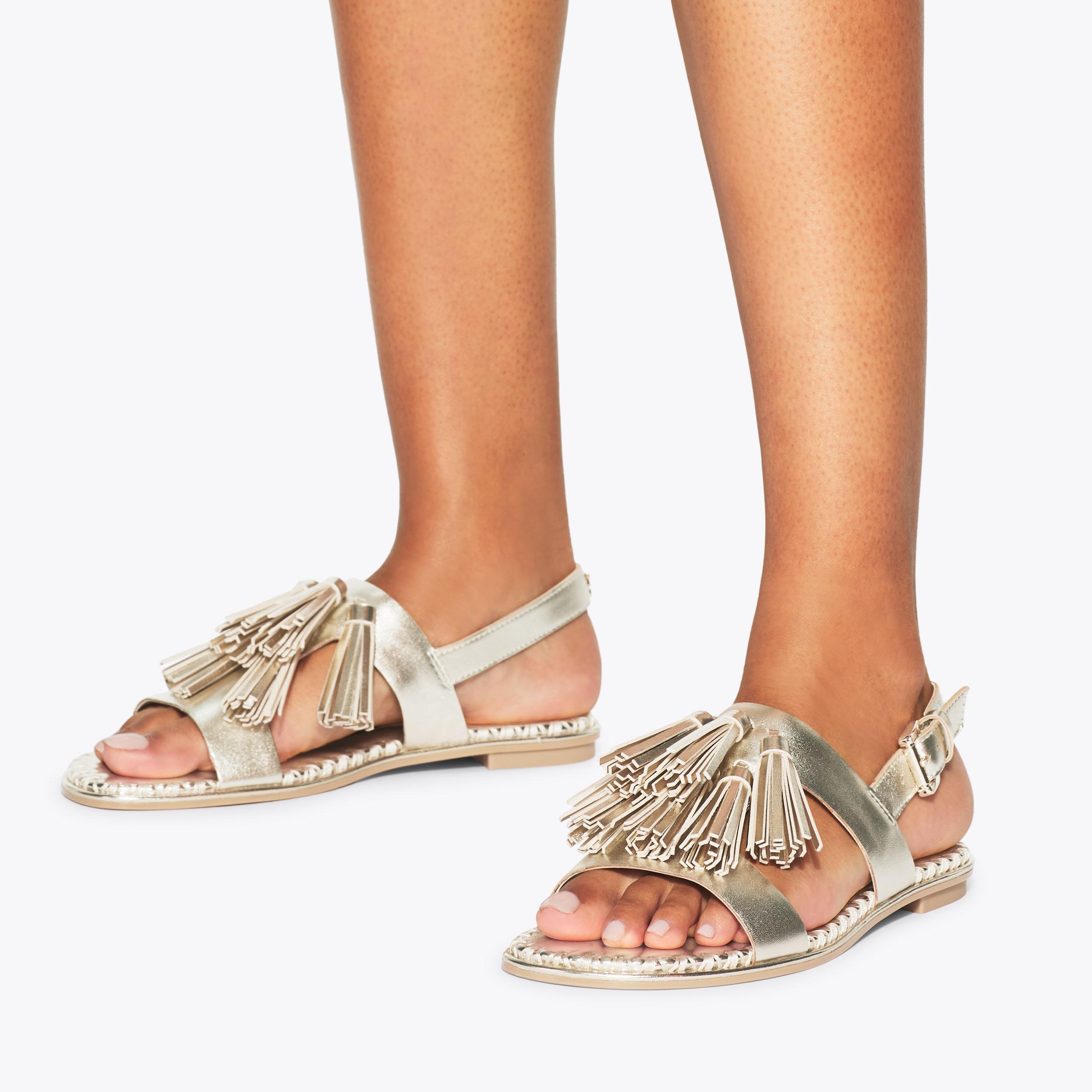 RITA Gold Leather Tassel Sandal by KG Kurt Geiger