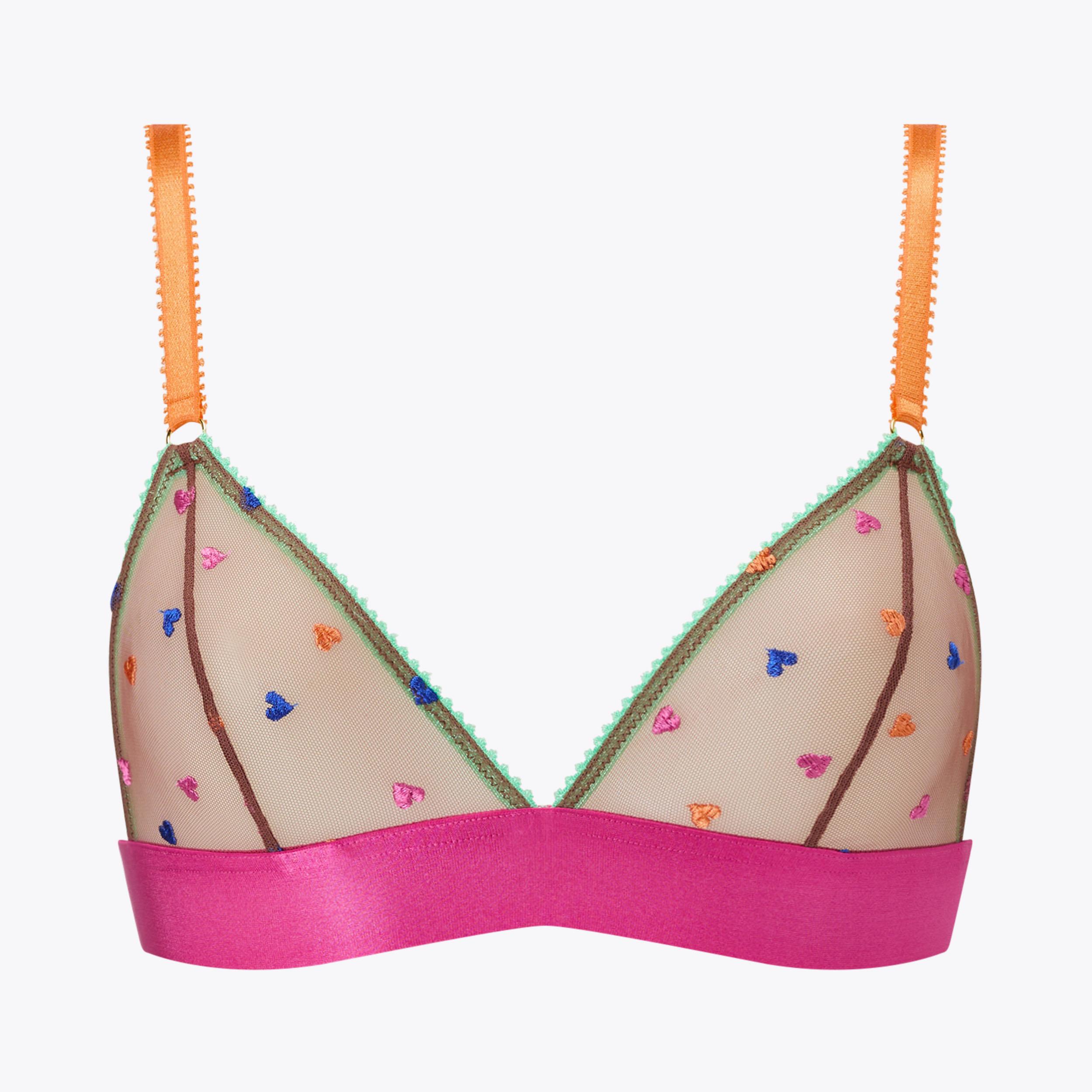 TRIANGLE BRALETTE Embroidered Heart Bralette by Kurt Geiger London