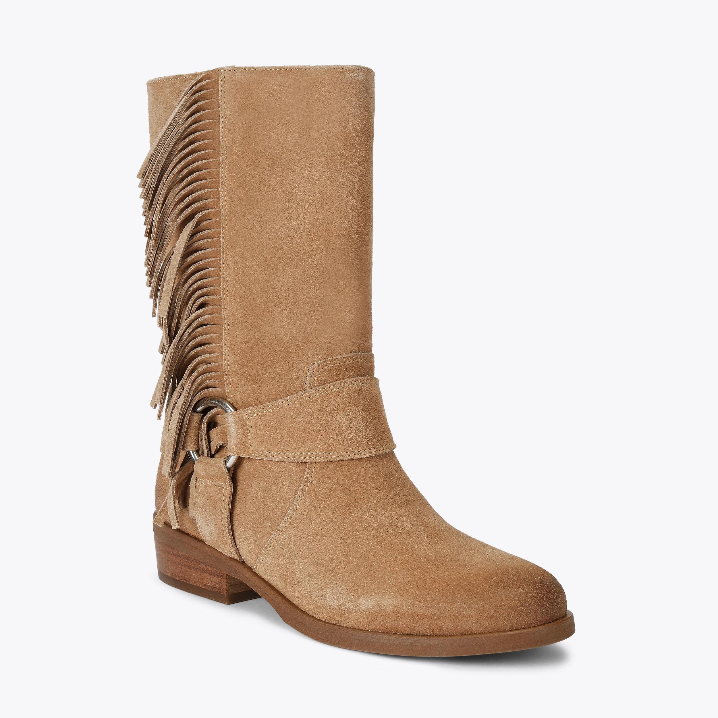 TRIST Camel Suede Fringe Tassel Boot by KG Kurt Geiger