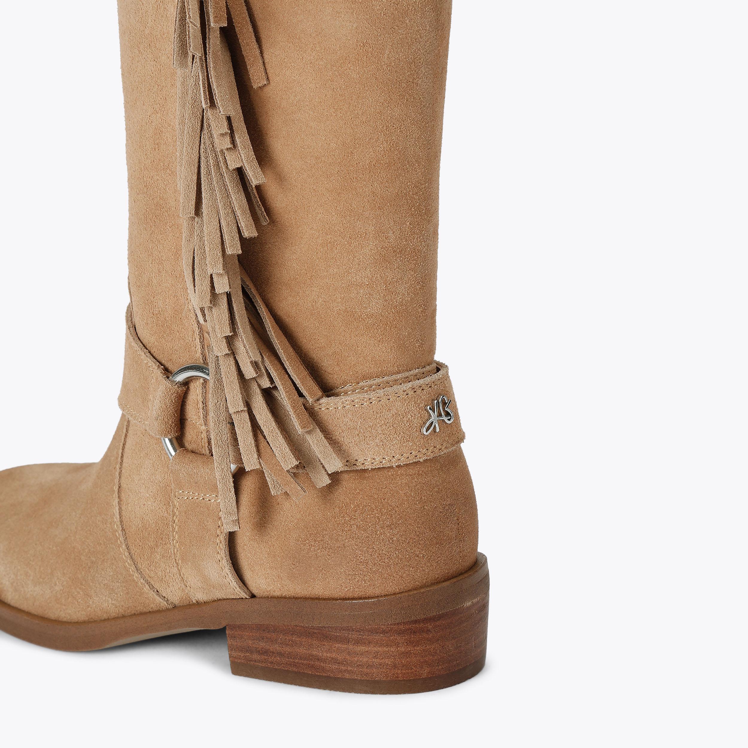 TRIST Camel Suede Fringe Tassel Boot by KG Kurt Geiger