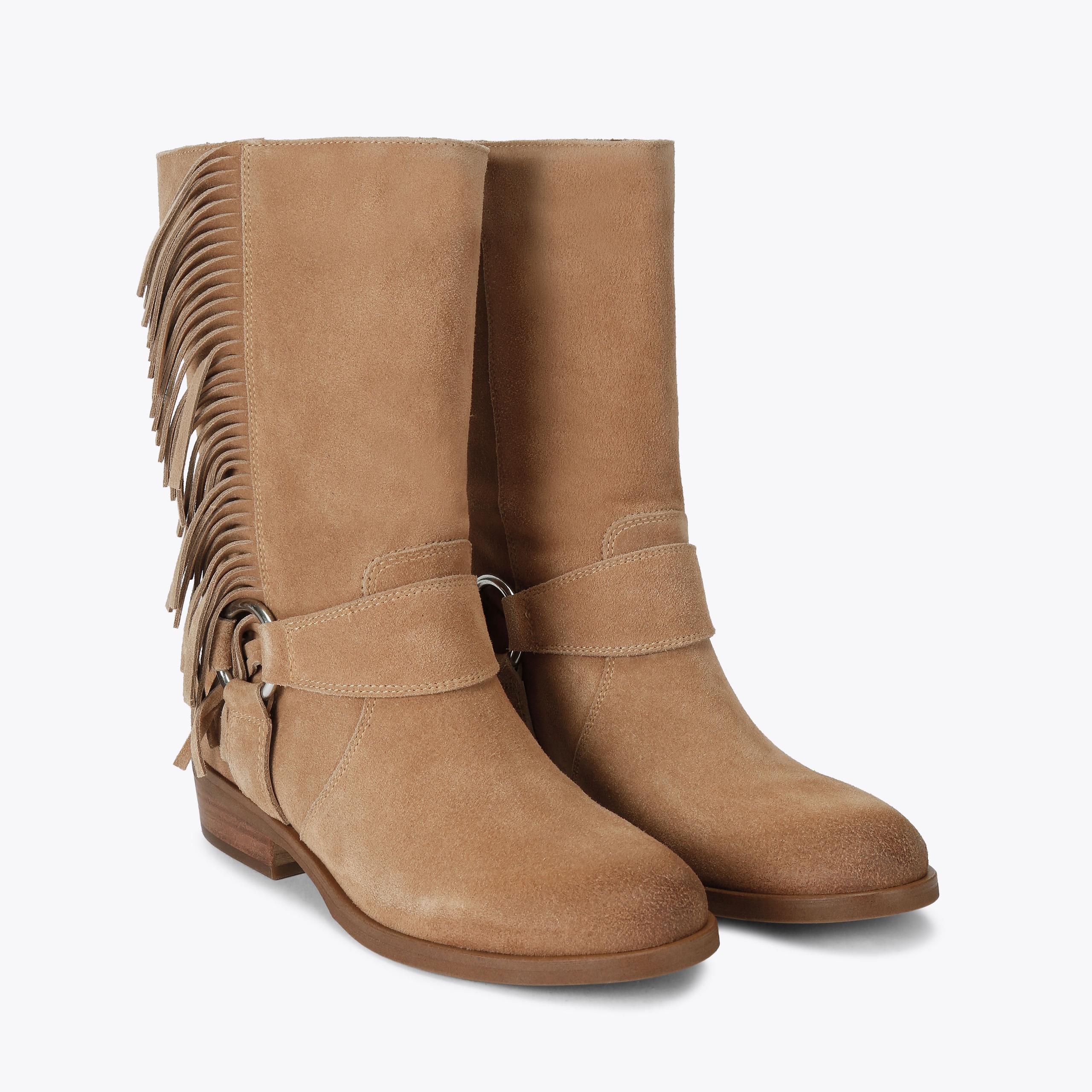 TRIST Camel Suede Fringe Tassel Boot by KG Kurt Geiger